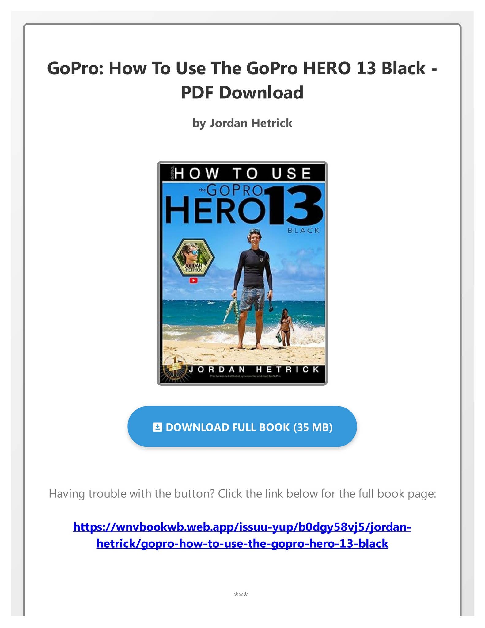 Ebook GoPro: How To Use The GoPro HERO 13 Black by Jordan Hetrick by ...