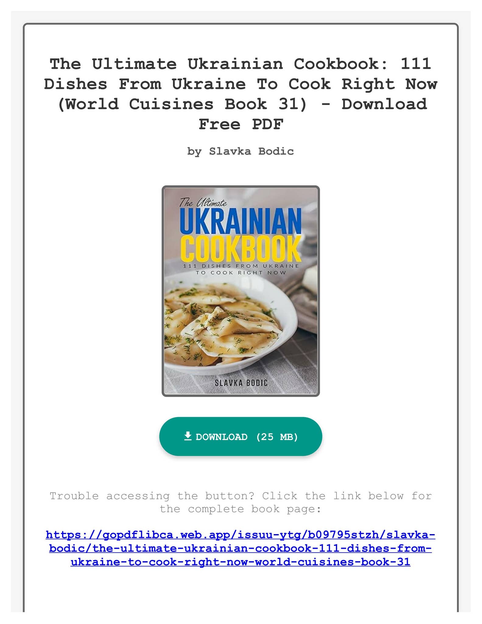 Ebook PDF The Ultimate Ukrainian Cookbook: 111 Dishes From Ukraine To ...