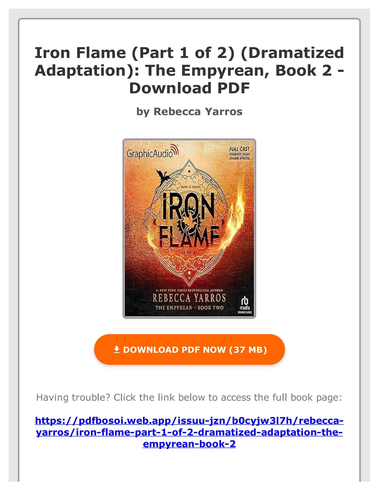 PDF Download Iron Flame (Part 1 of 2) (Dramatized Adaptation): The Empyrean, Book 2 by Rebecca ...