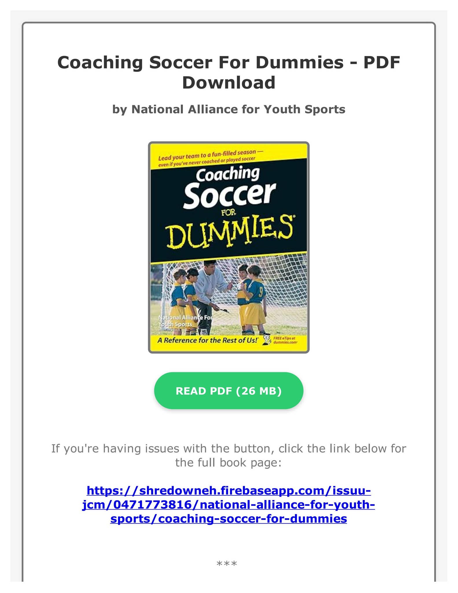 PDF Free Coaching Soccer For Dummies by National Alliance for Youth ...