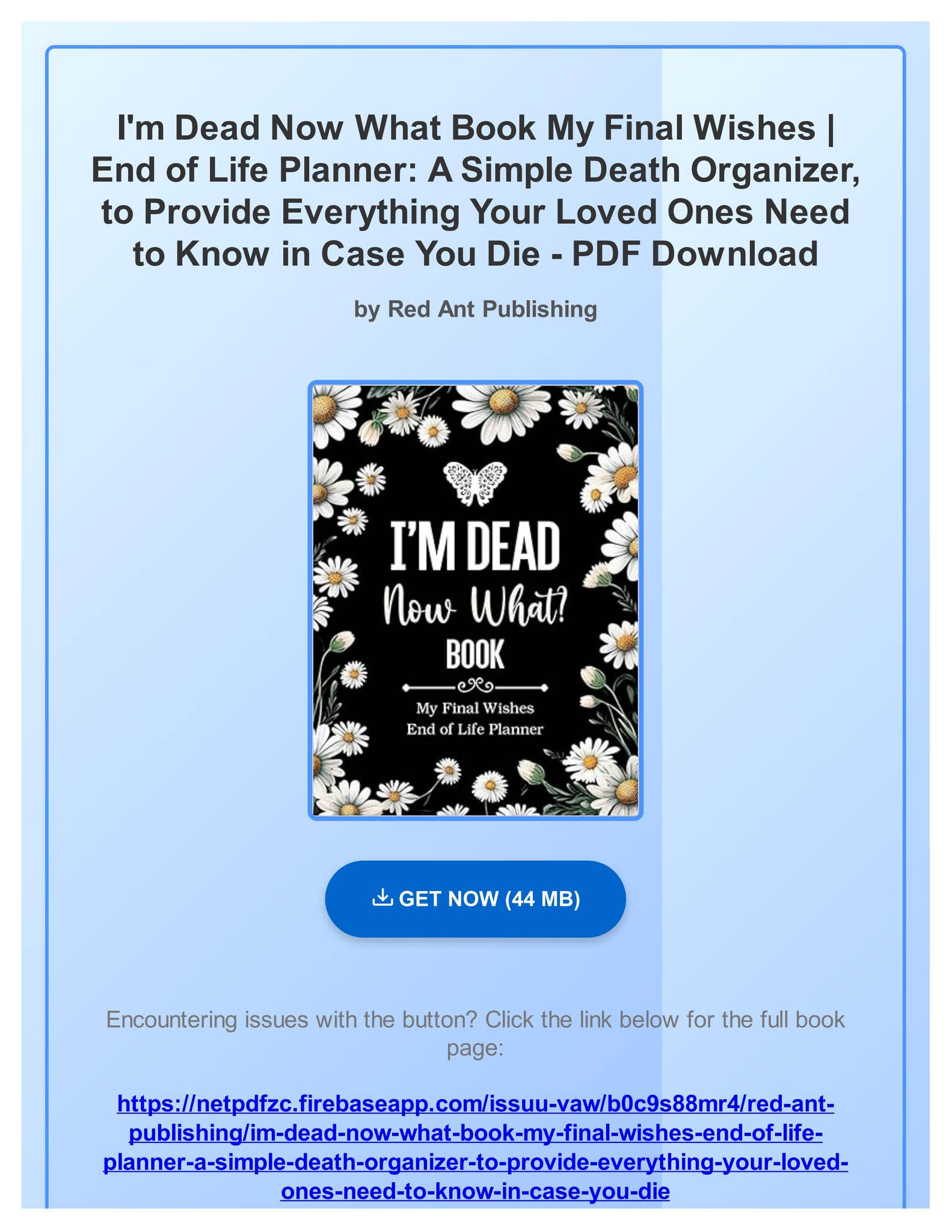 PDF FREE I'm Dead Now What Book My Final Wishes | End of Life Planner ...