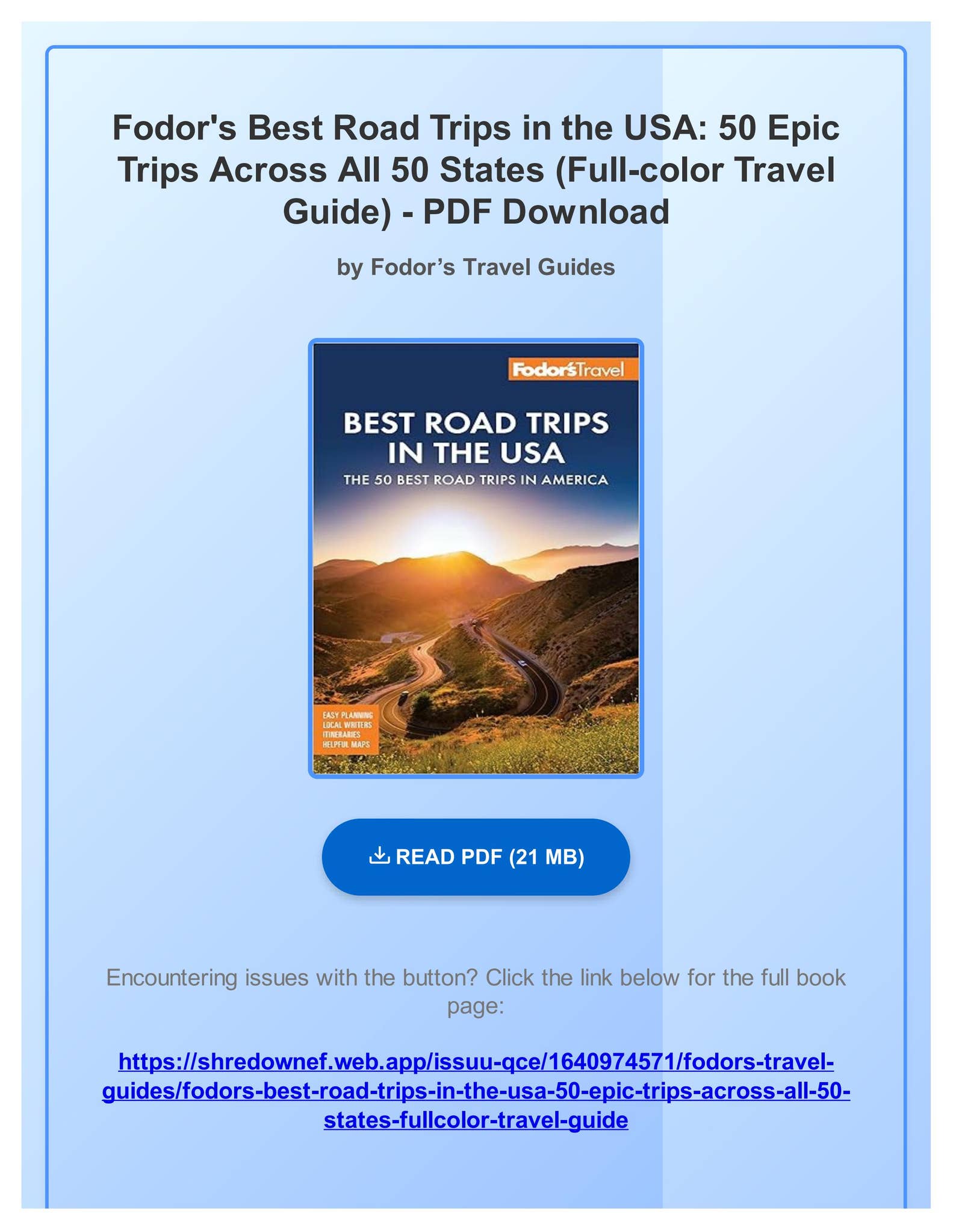 (PDF Free) Fodor's Best Road Trips in the USA: 50 Epic Trips Across All ...