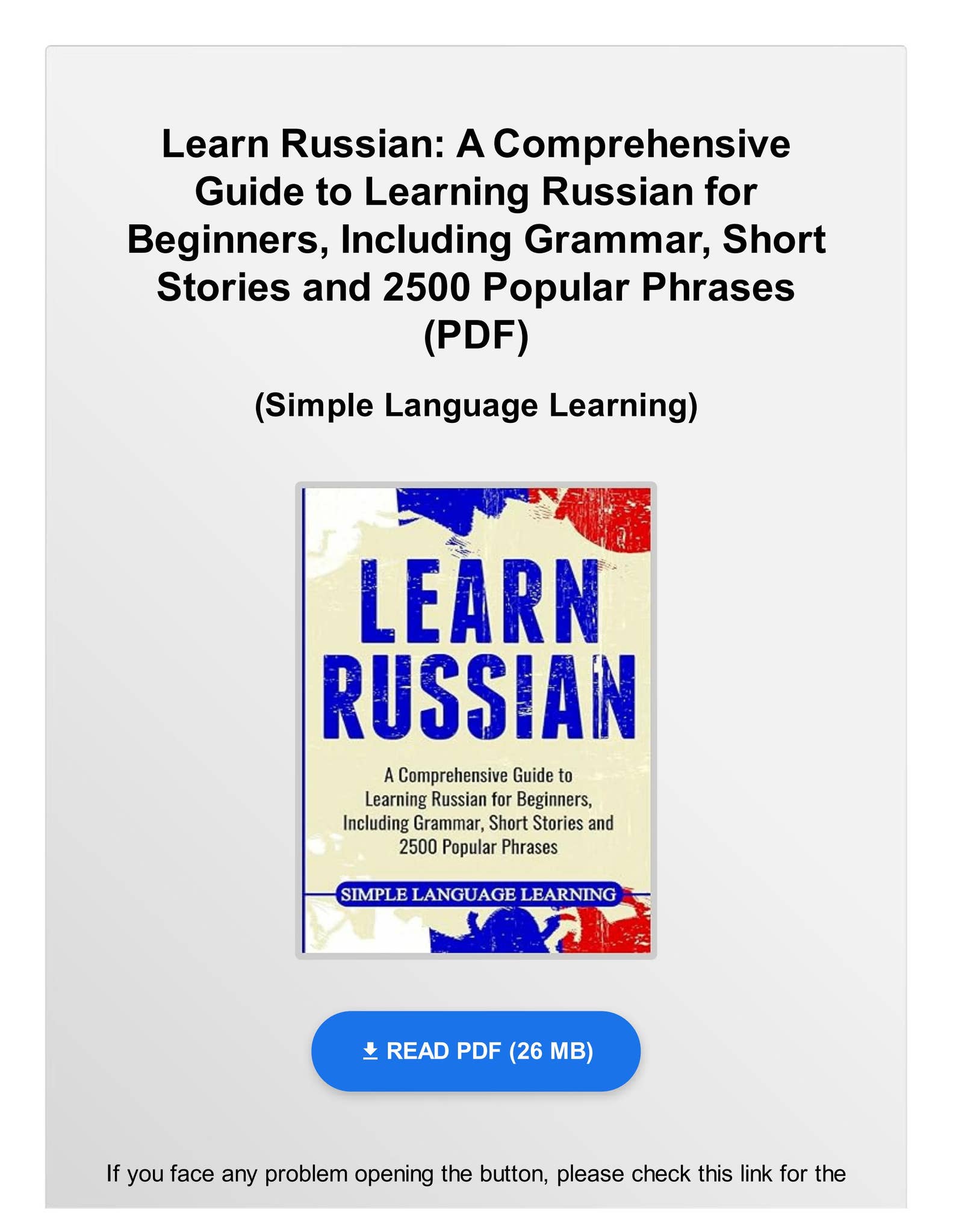 Free PDF Learn Russian: A Comprehensive Guide to Learning Russian for ...