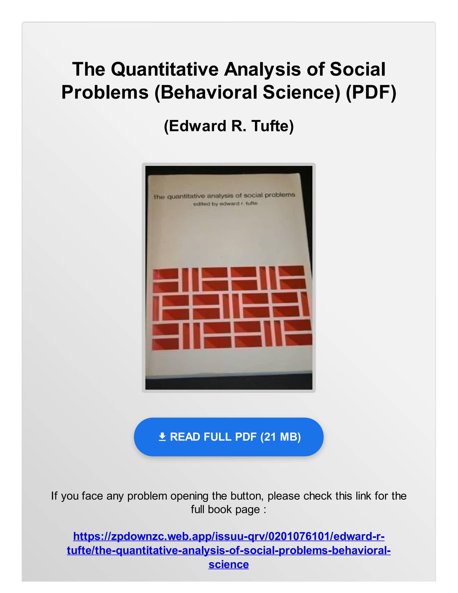 PDF PDF The Quantitative Analysis of Social Problems (Behavioral ...