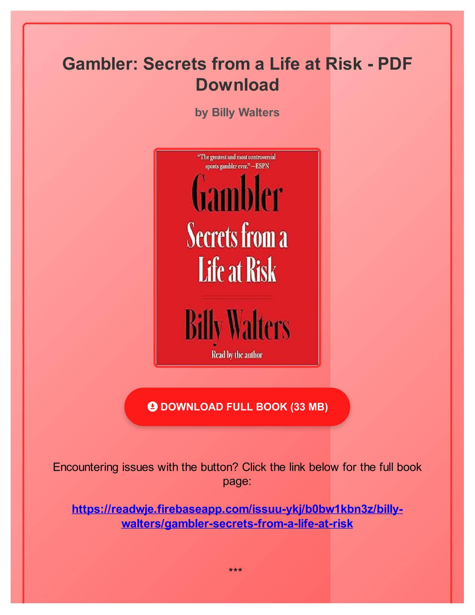 (EBOOK) Gambler: Secrets from a Life at Risk by Billy Walters by ...