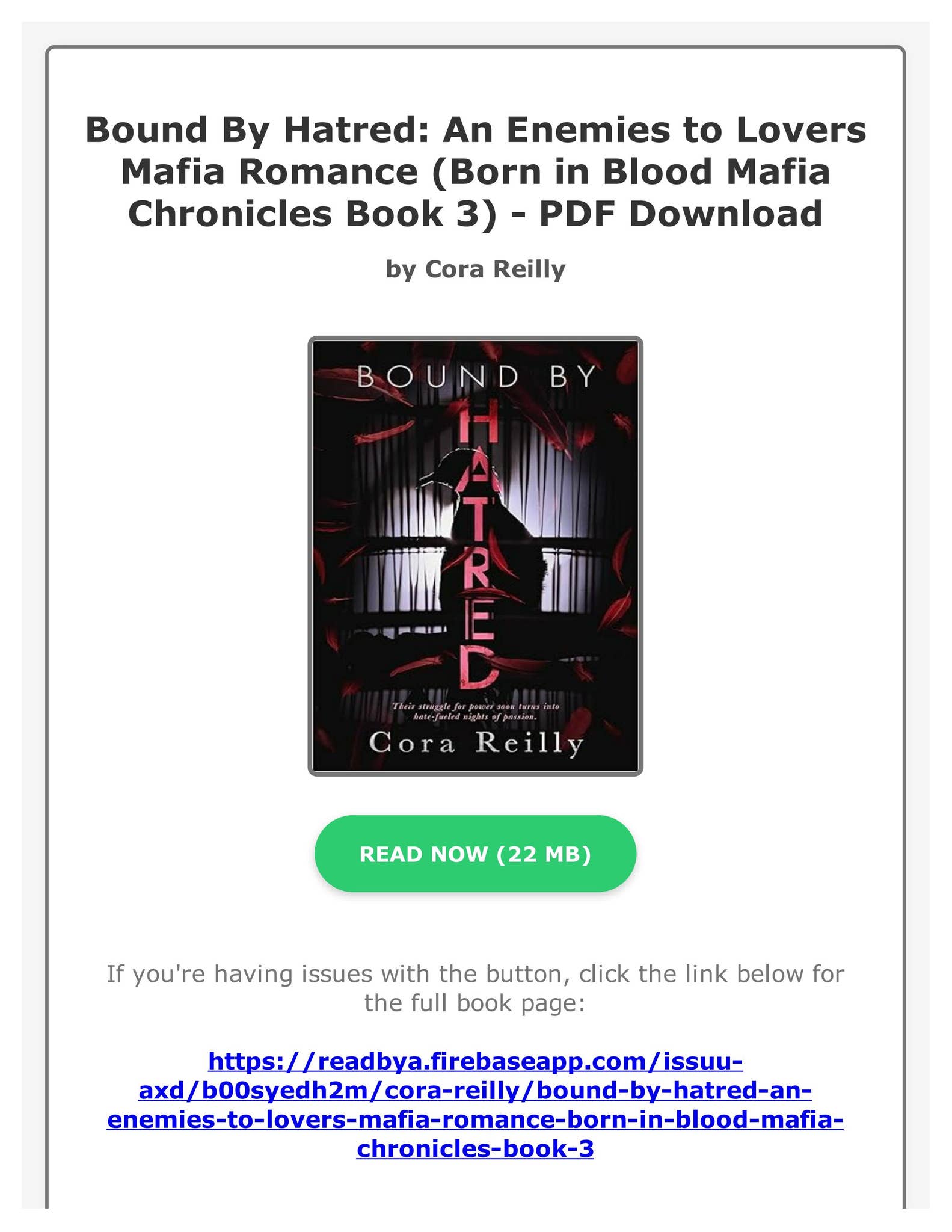 Pdf Ebook Bound By Hatred An Enemies To Lovers Mafia Romance Born