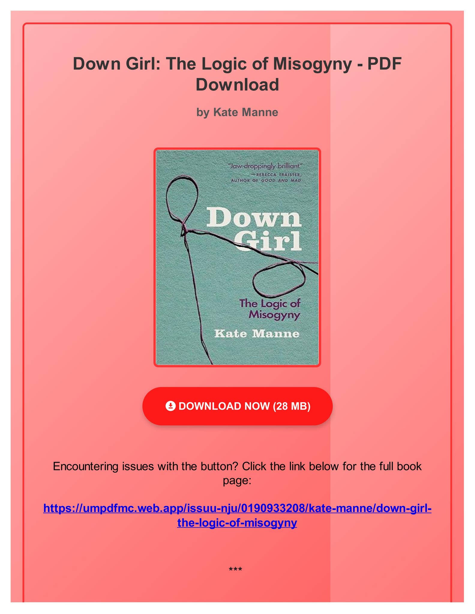PDF Free Down Girl: The Logic of Misogyny by Kate Manne by ...