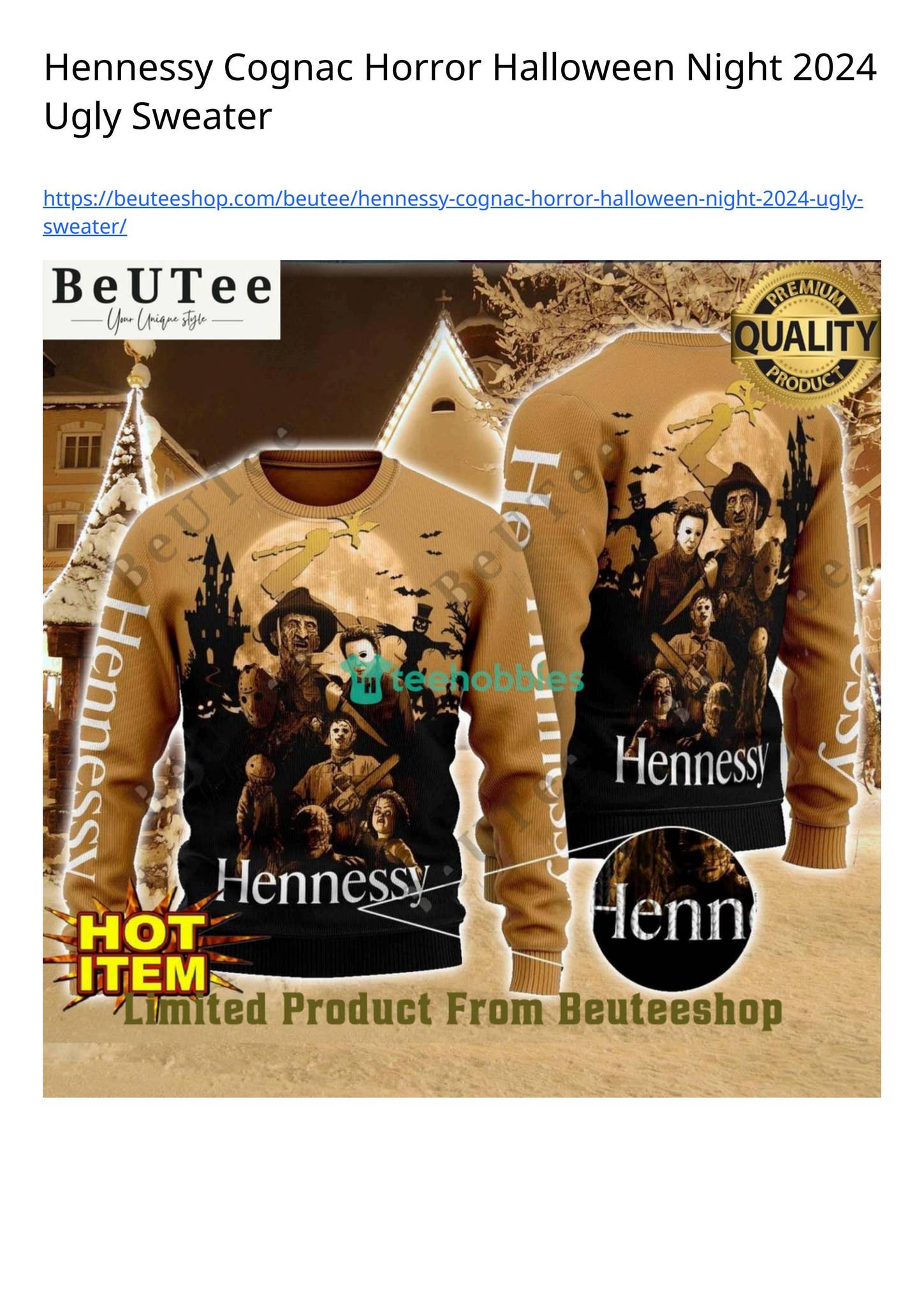 Hennessy Cognac Horror Halloween Night 2024 Ugly Sweater by Shop Owl ...