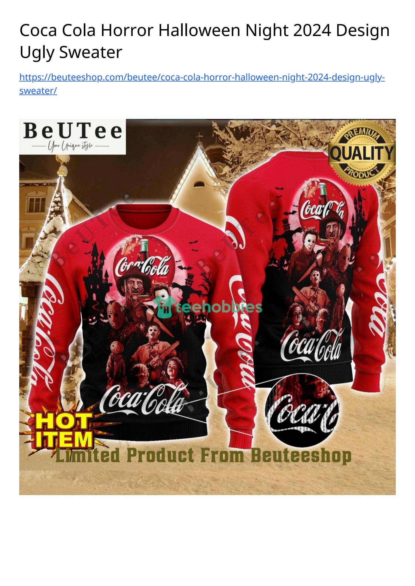 Coca Cola Horror Halloween Night 2024 Design Ugly Sweater by Shop Owl ...
