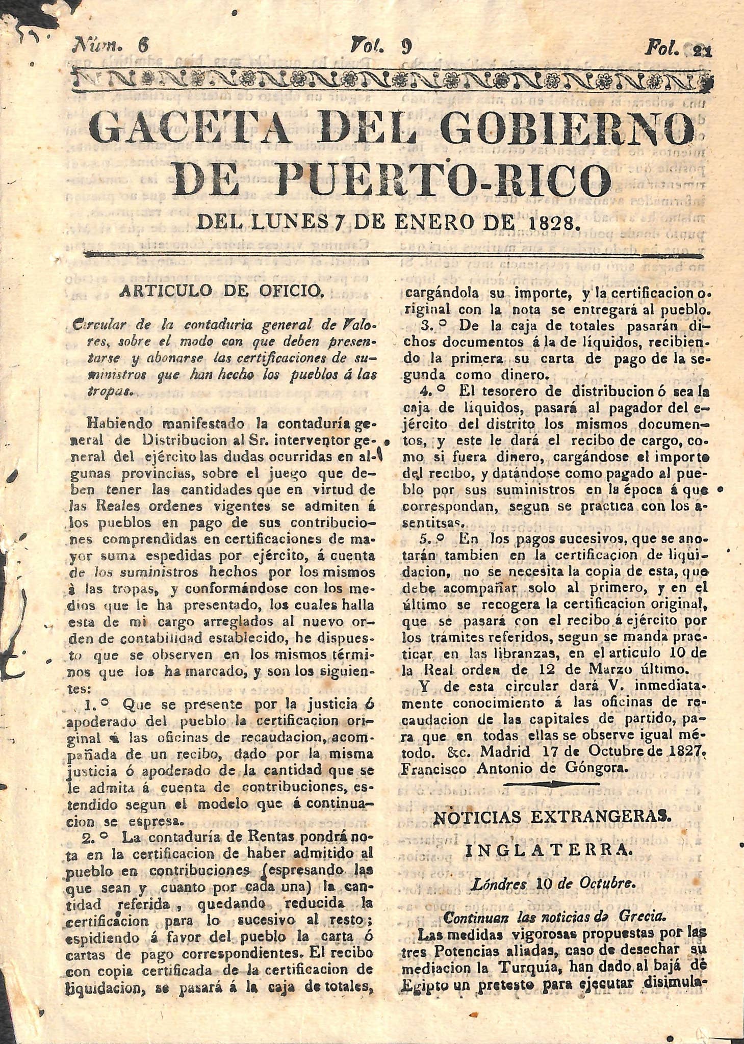 Gaceta de Puerto Rico (7 ene. 1828) by La Colección Puertorriqueña - Issuu
