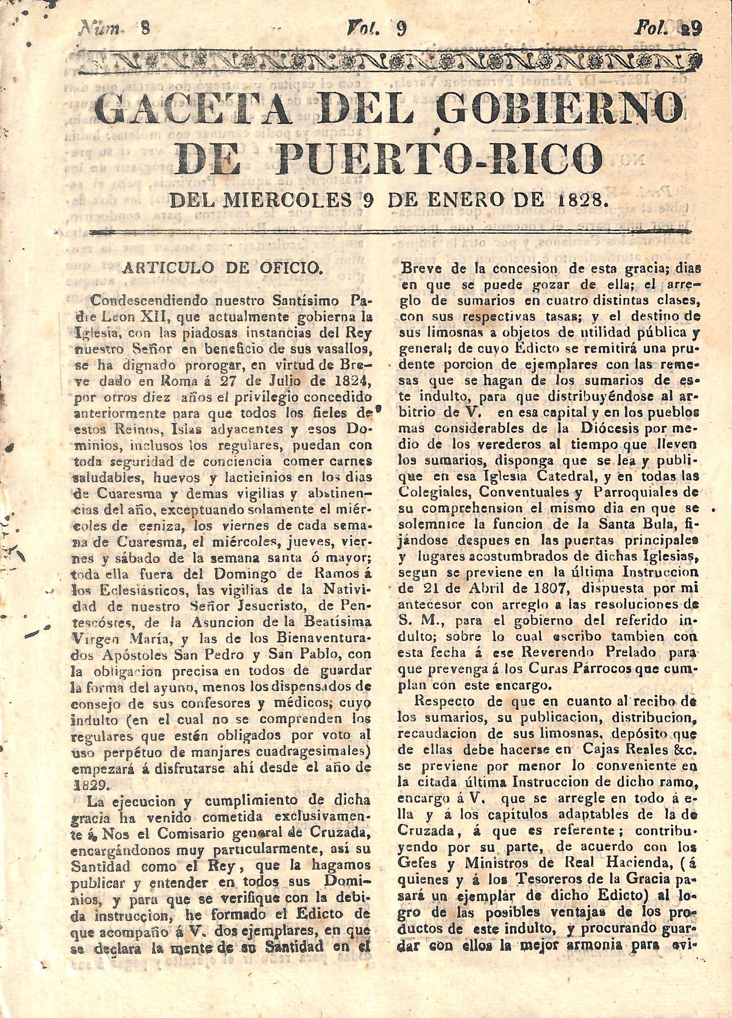 Gaceta de Puerto Rico (9 ene. 1828) by La Colección Puertorriqueña - Issuu