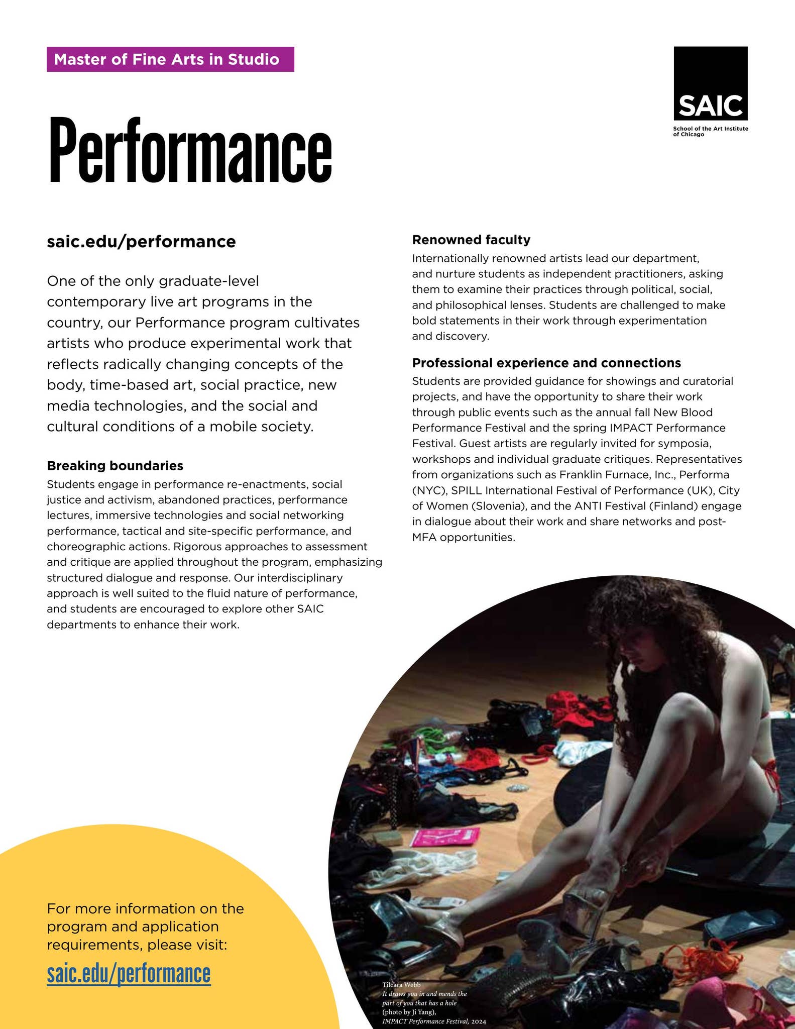 SAIC Performance MFA Brochure by School of the Art Institute of Chicago ...