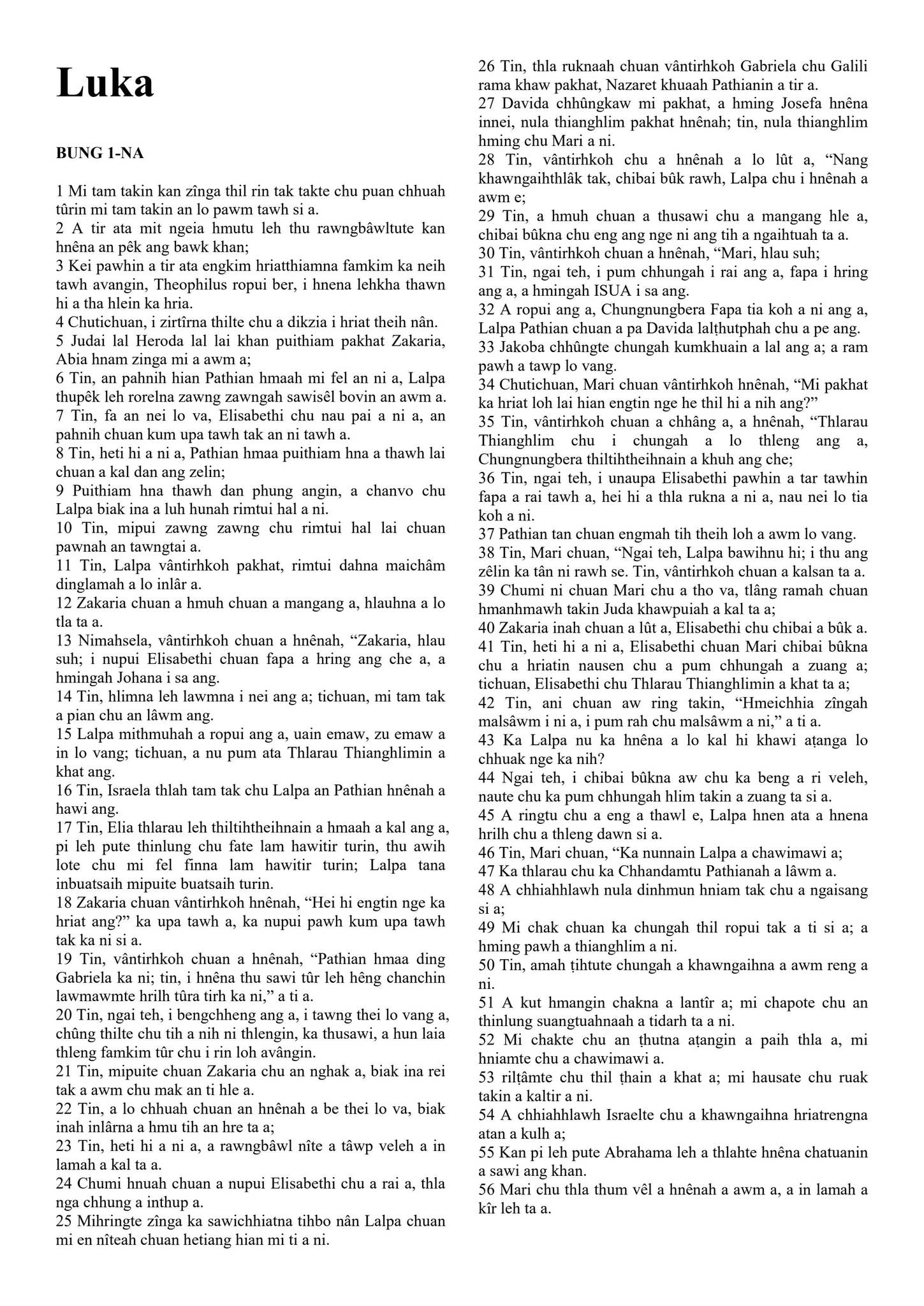 Mizo - The Gospel of Luke by Filipino Tracts and Literature Society Inc ...