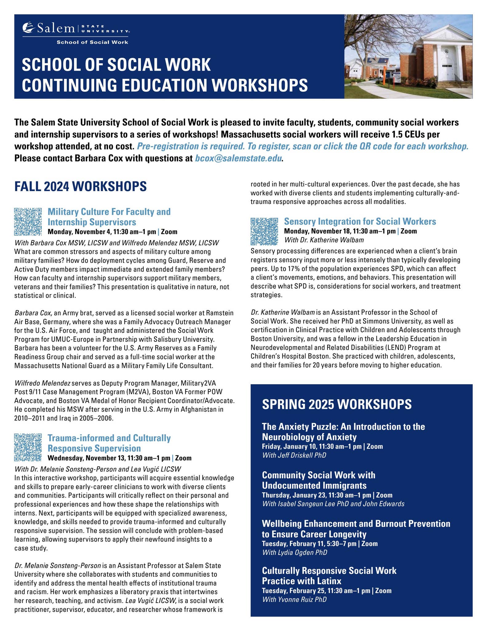 School of Social Work Continuing Education Workshops - Fall 2024 and ...