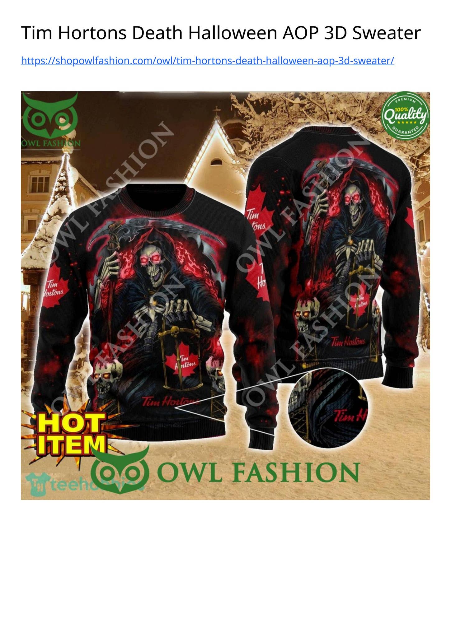 Tim Hortons Death Halloween AOP 3D Sweater by Shop Owl Fashion - Issuu