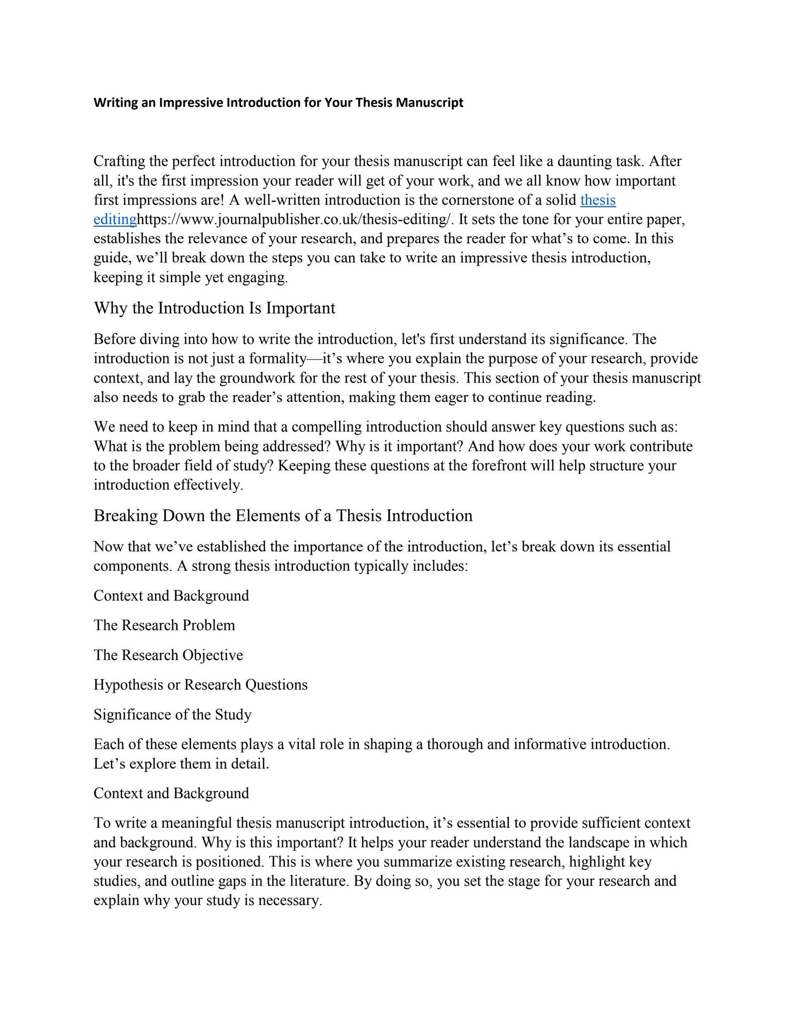 Writing an Impressive Introduction for Your Thesis Manuscript by ...