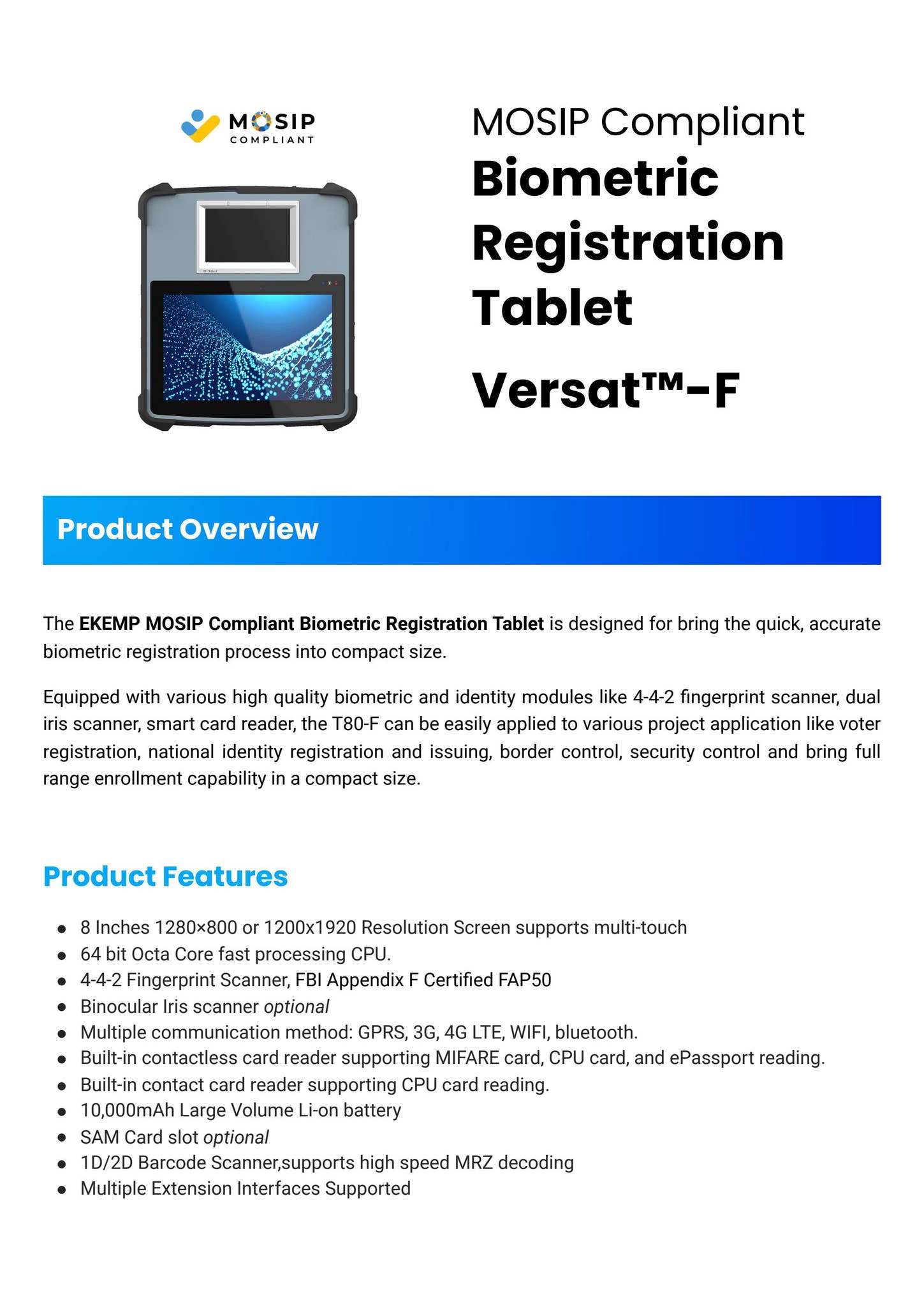 MOSIP Compliant Biometric Registration Tablet by EKEMP Biometric Identity - Issuu