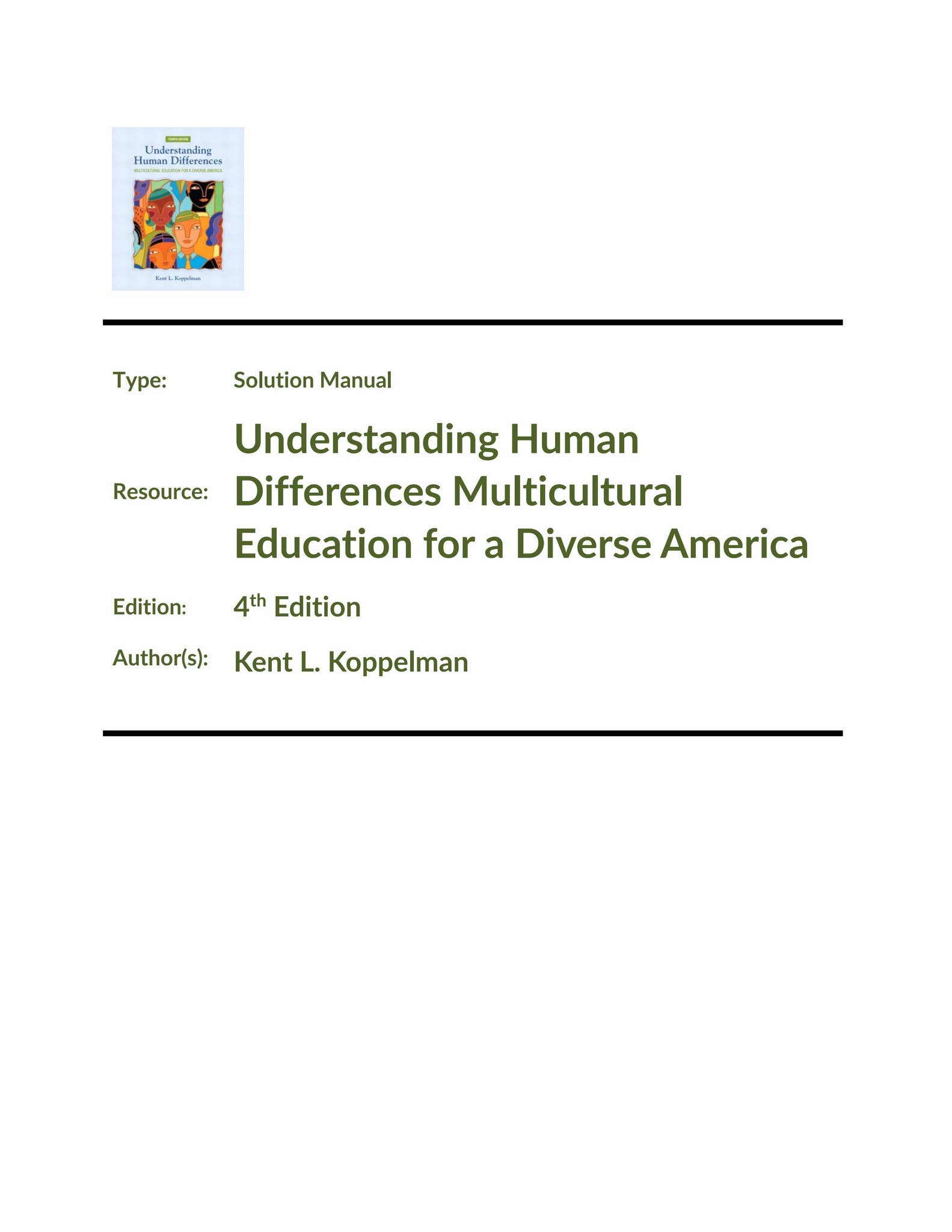 Understanding Human Differences Multicultural Education for a Diverse America, 4th Edition ...
