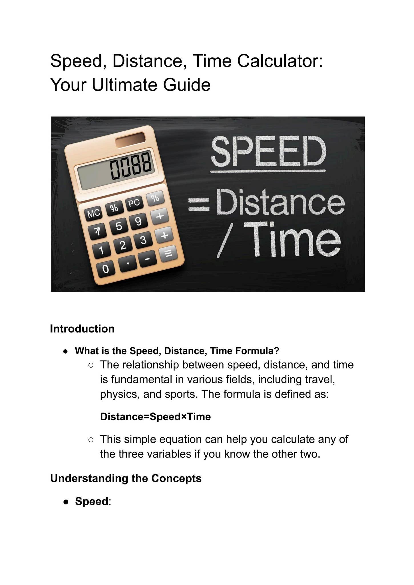 Speed, Distance, Time Calculator: Your Ultimate Guide by simpletools4u ...