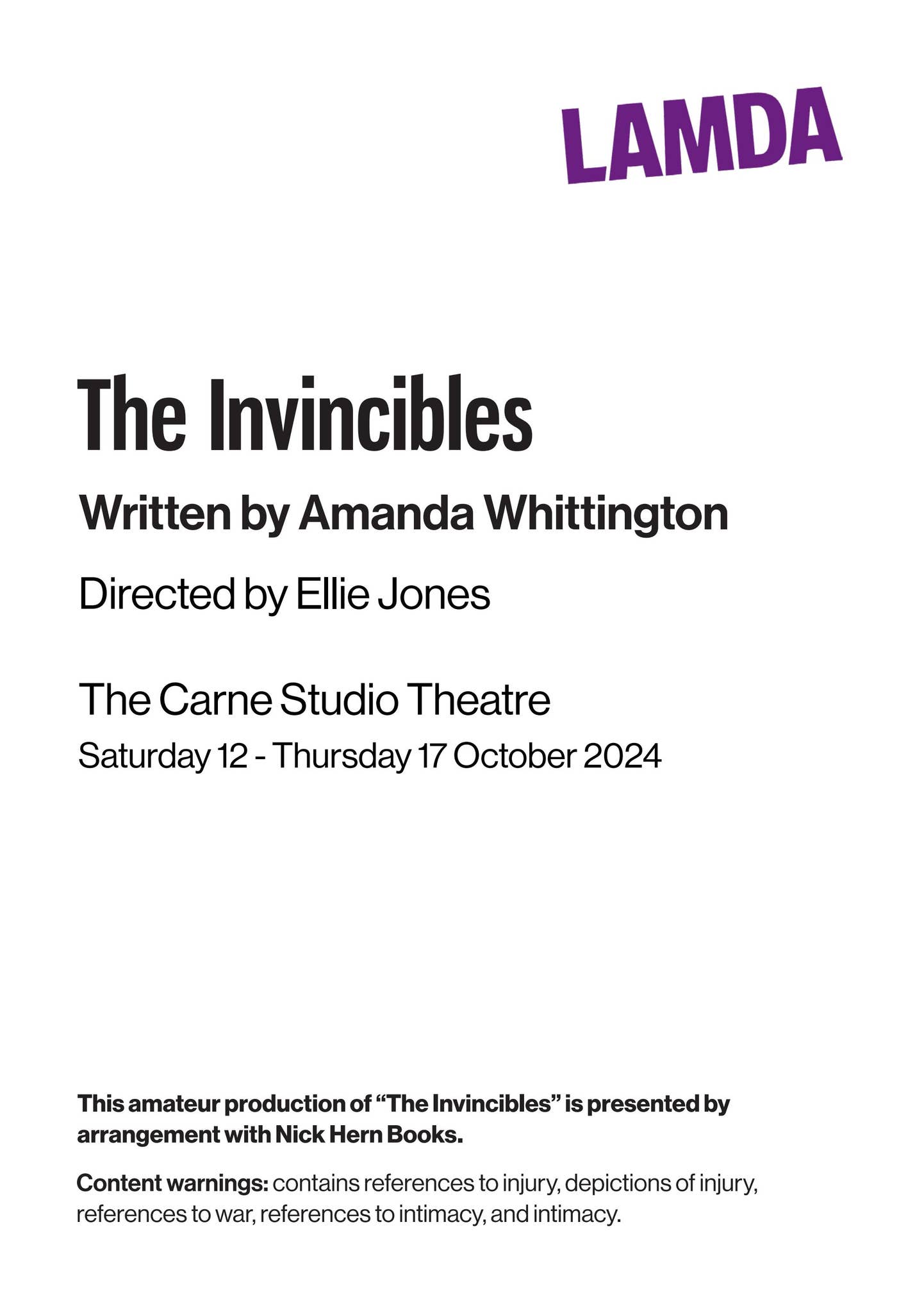The Invincibles (Cast Sheet) by LAMDA - Issuu
