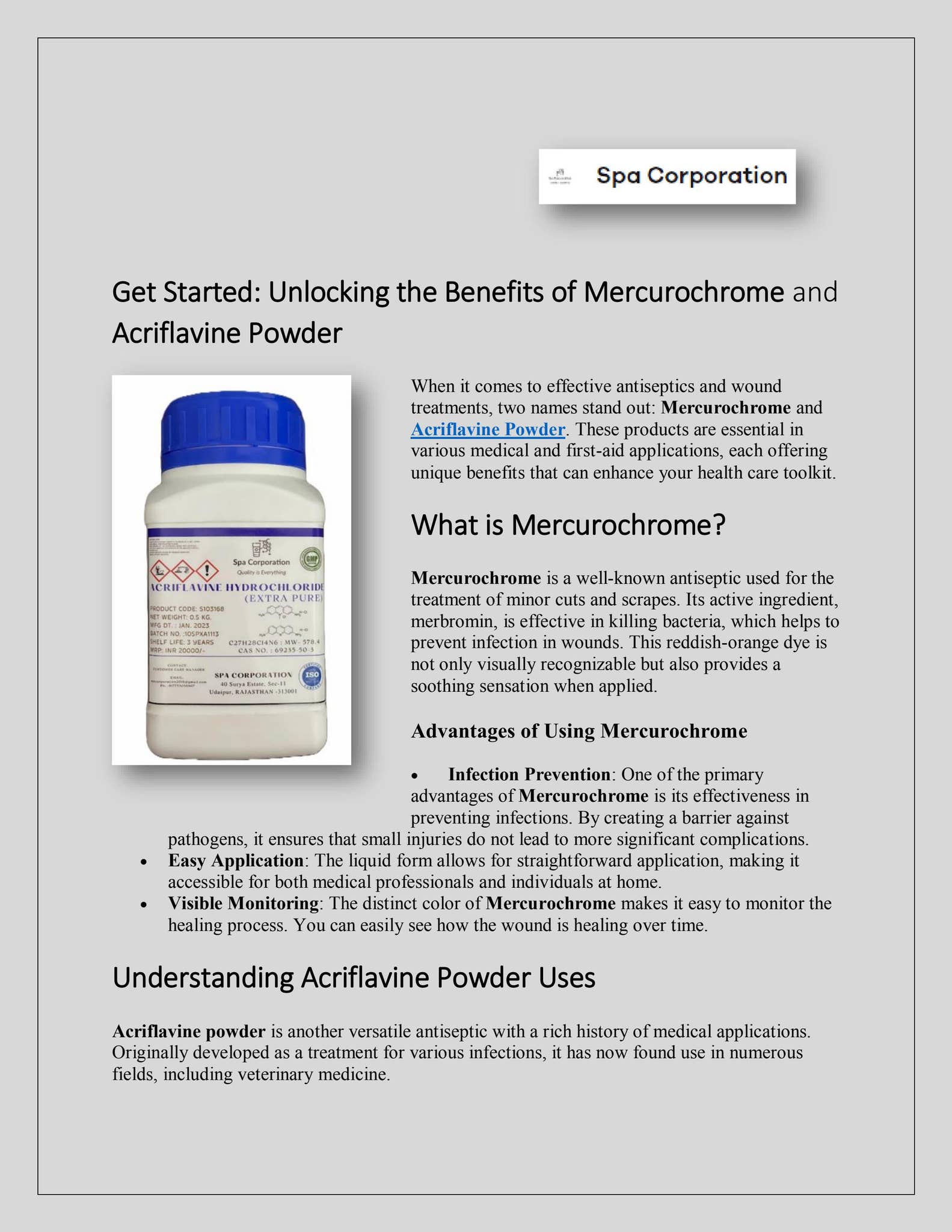 Get Started: Unlocking the Benefits of Mercurochrome and Acriflavine ...