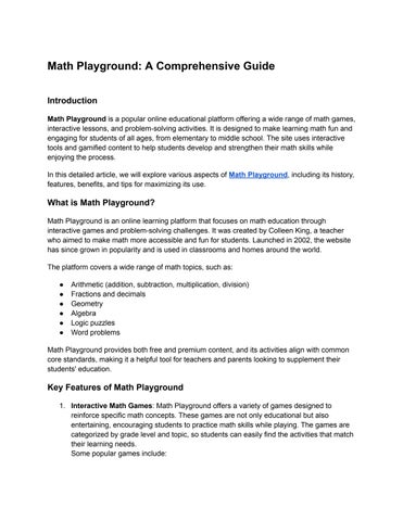 Math Playground: A Comprehensive Guide by Abdullah Munawer - Issuu