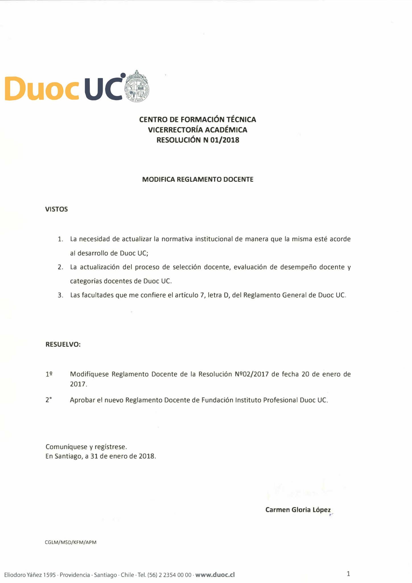 RES VRA CFT 01 DE 2018 MODIFICA REGLAMENTO DOCENTE.pdf by Observatorio Duoc UC - Issuu
