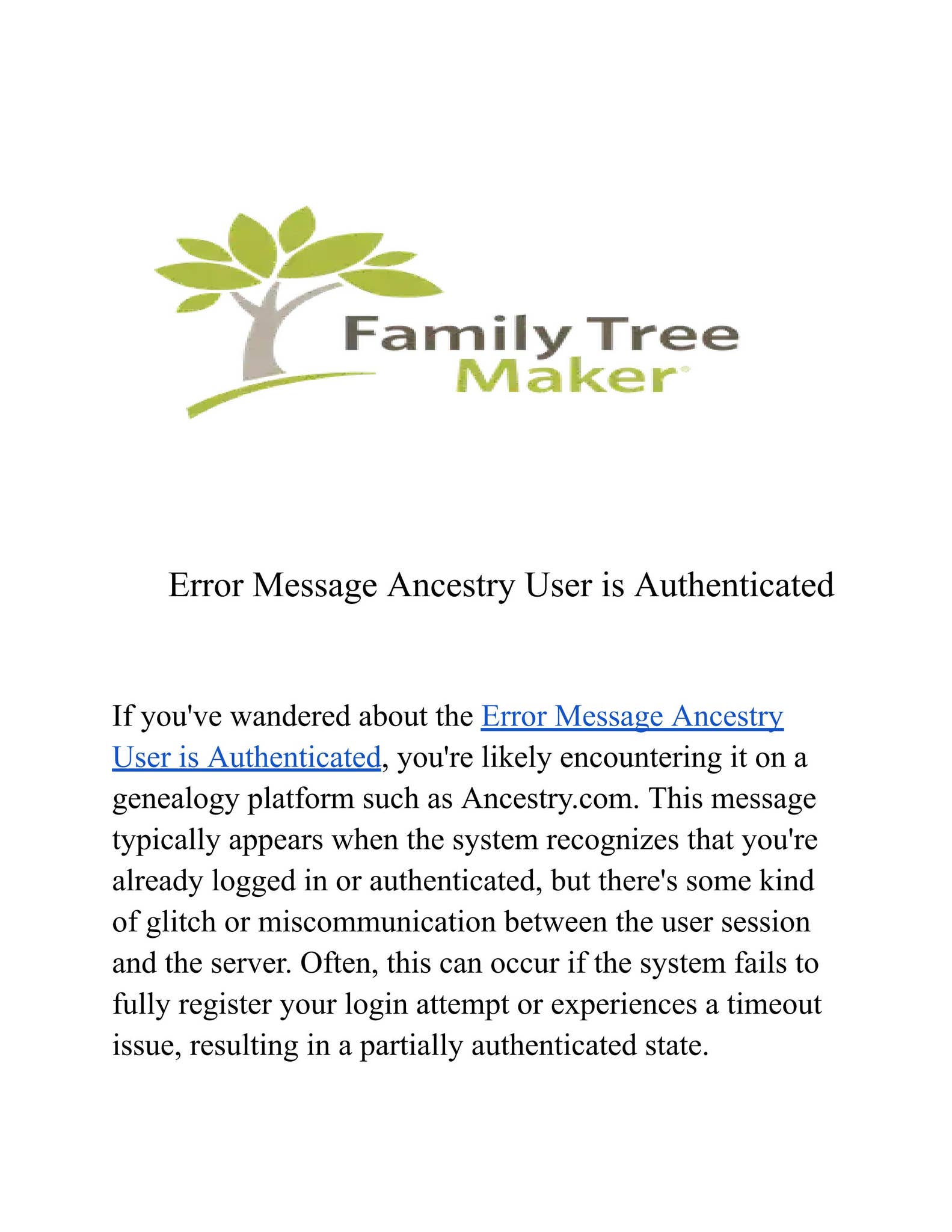 Error Message Ancestry User is Authenticated by SUYSYJSTY - Issuu