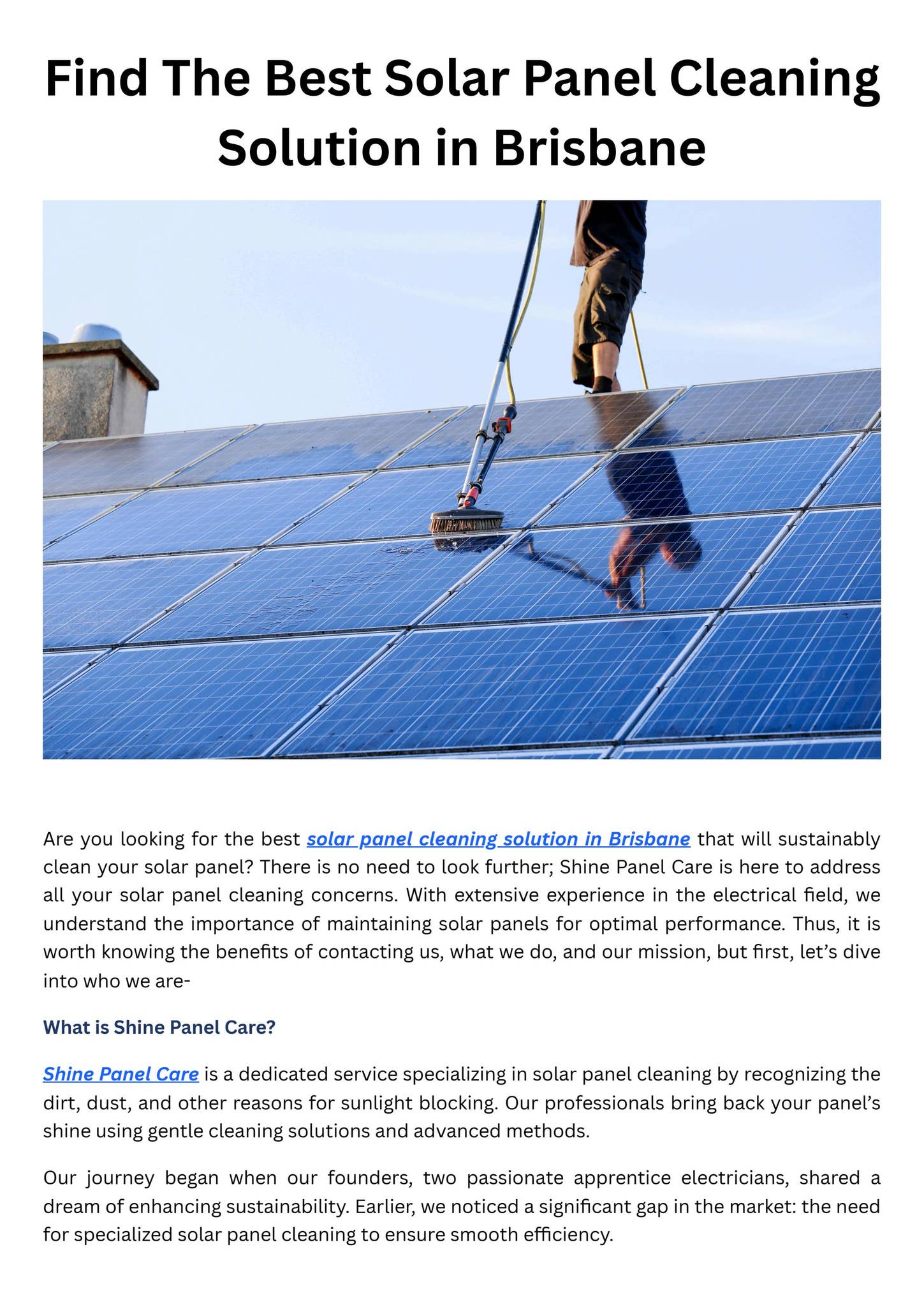 Find The Best Solar Panel Cleaning Solution in Brisbane by Shine Panel ...