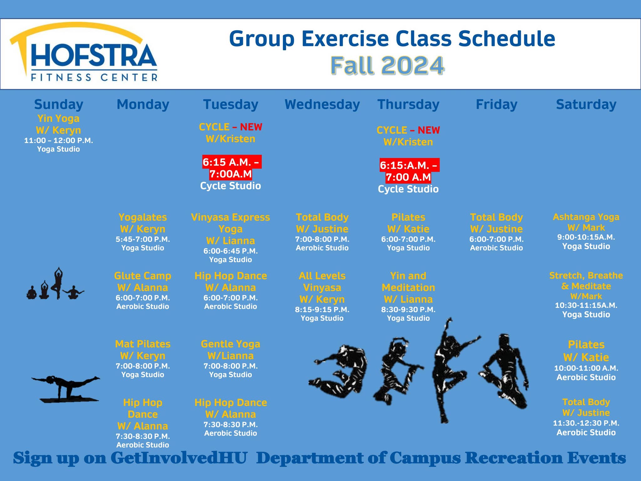 Hofstra Fitness Center: Group Exercise Class Schedule Fall 2024 by ...
