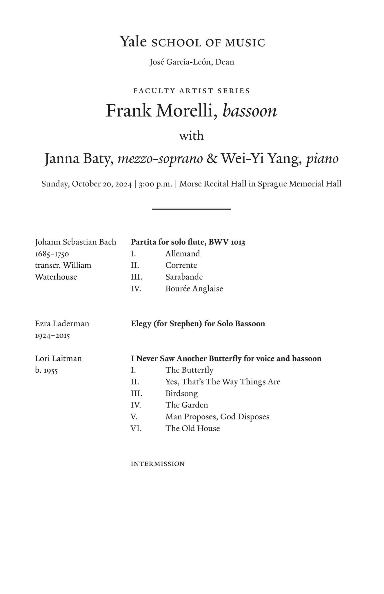 Sunday, October 20, 2024 - Frank Morelli, bassoon by Yale School of ...