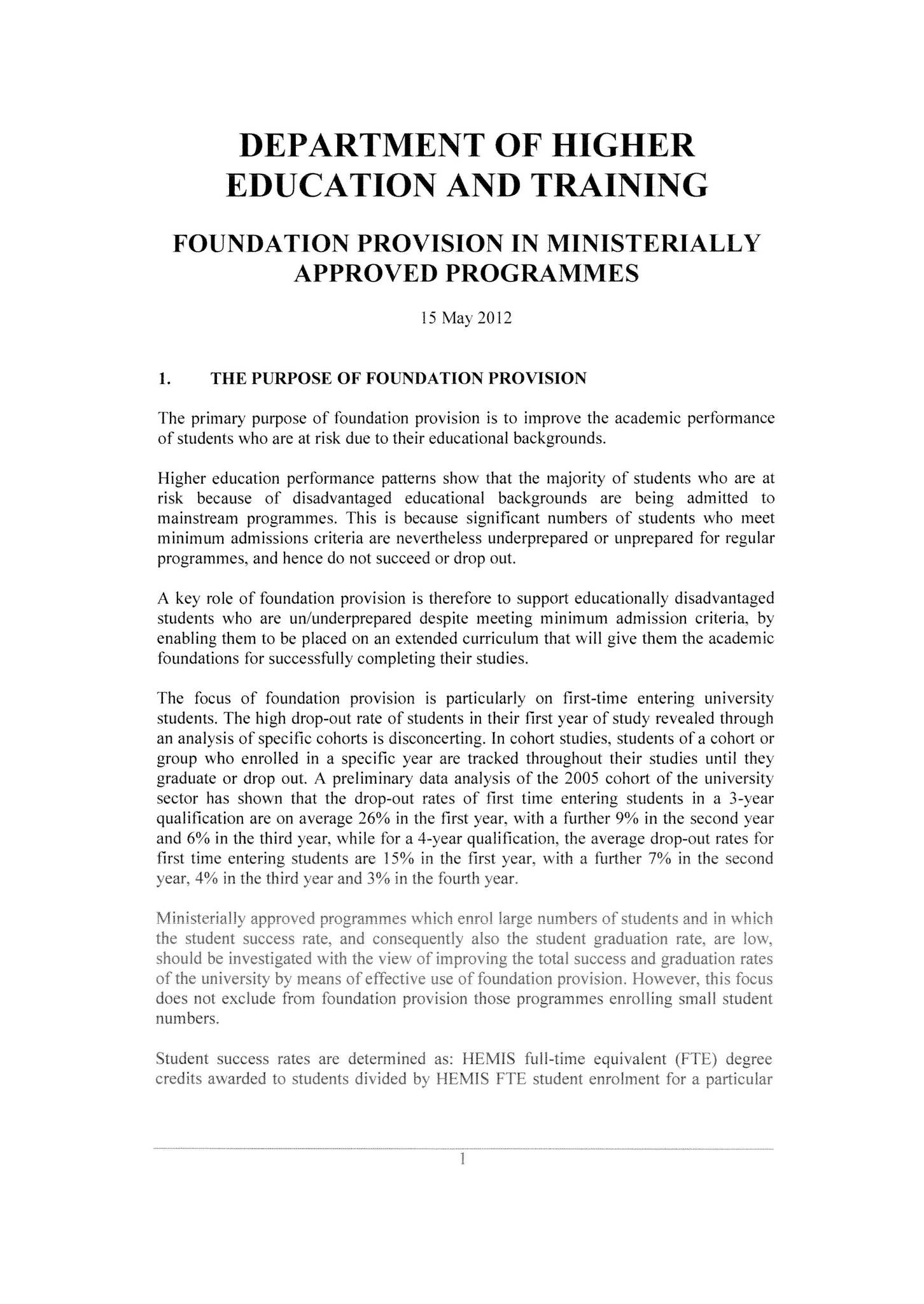 DHET-Foundation-Policy 2012 by Cape Peninsula University of Technology ...