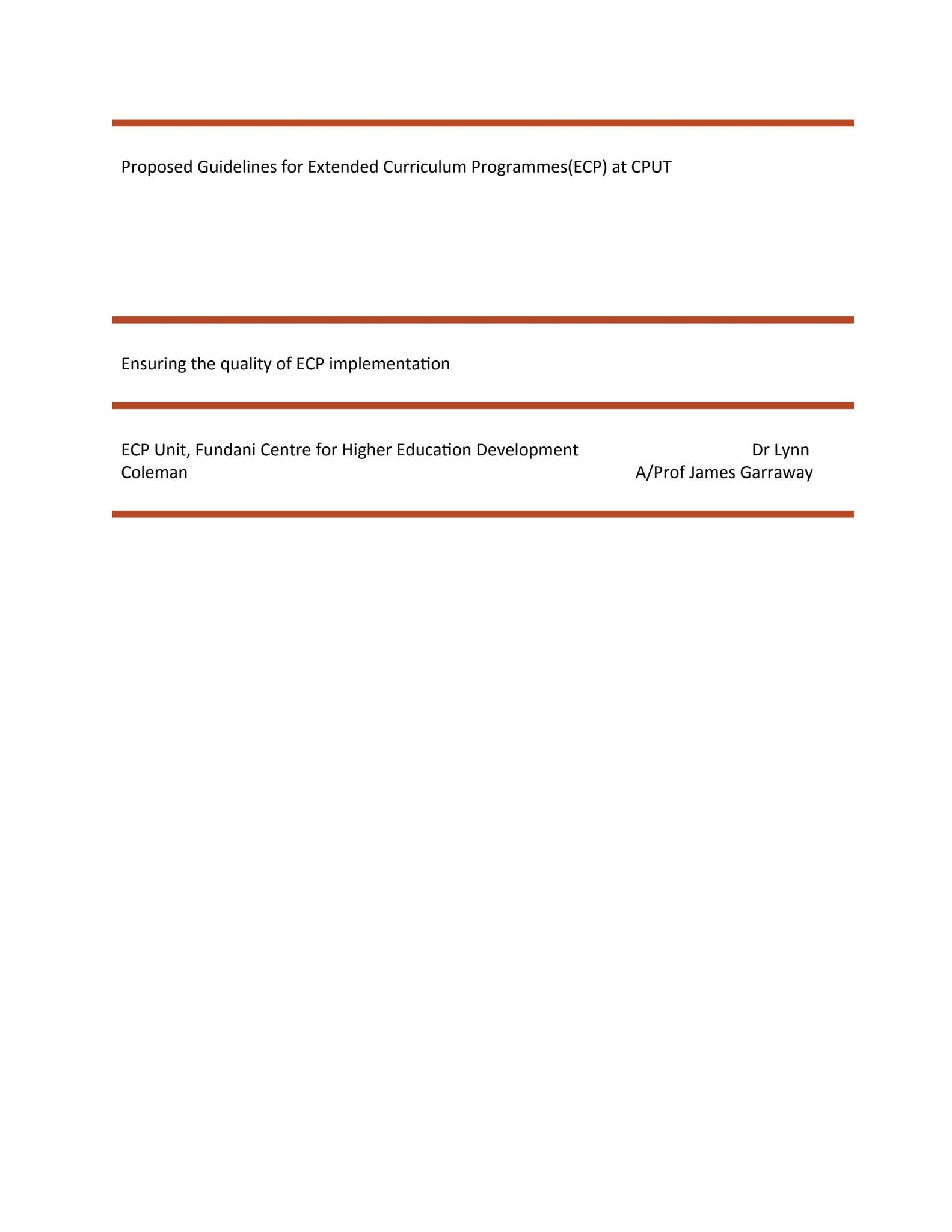 ECP Guidelines with Senate Changes by Cape Peninsula University of ...