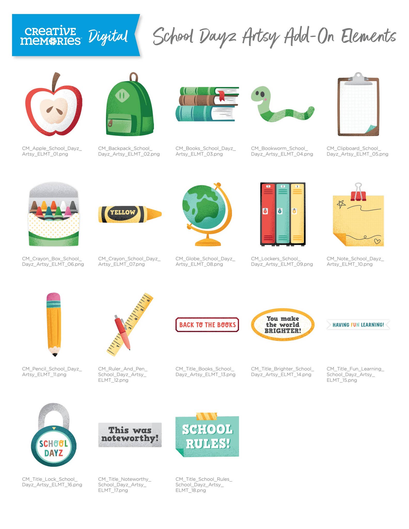 School Dayz Artsy Add-On Digital Artwork Kit Preview by Creative ...
