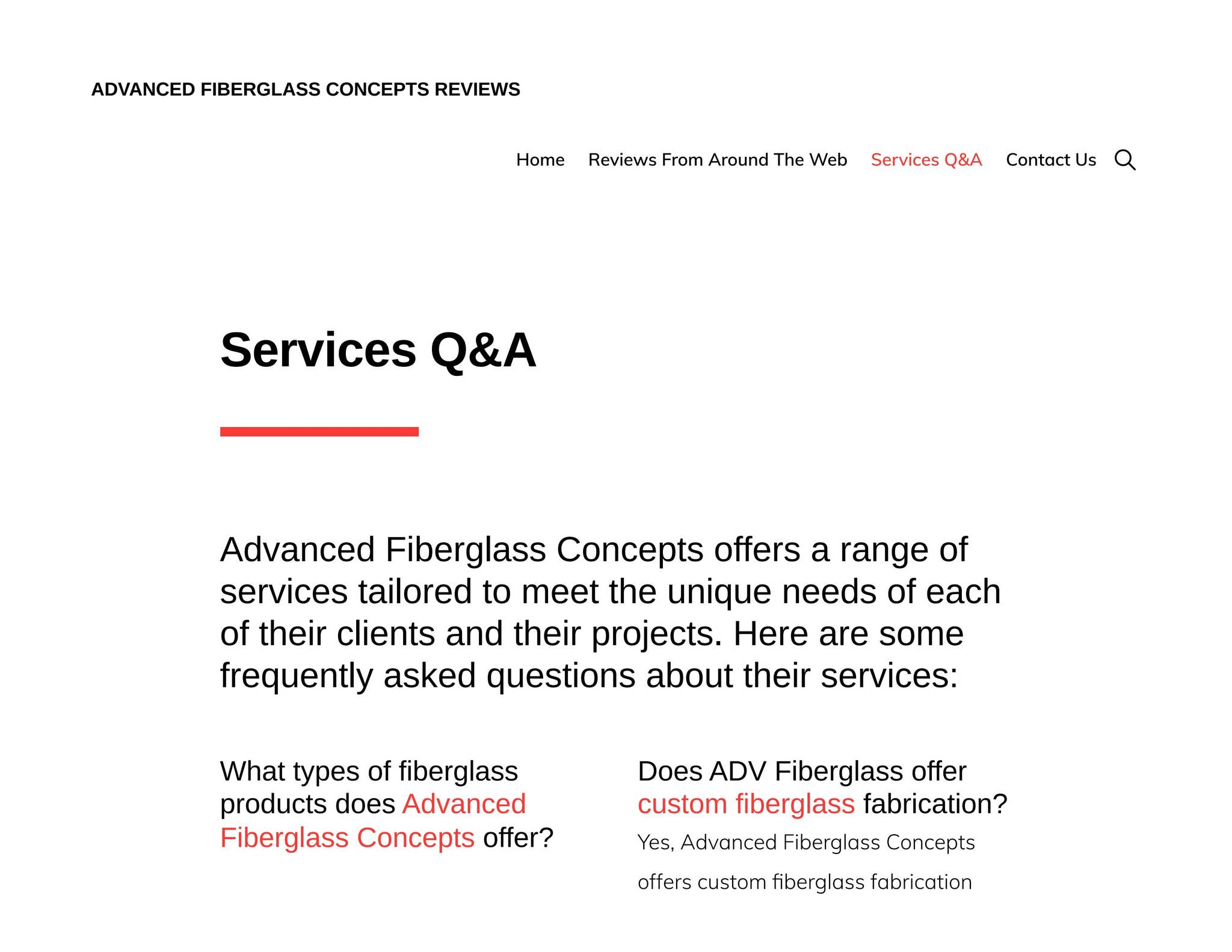 ADV Fiberglass - Services Q&A by Advanced Fiberglass Concepts - Issuu