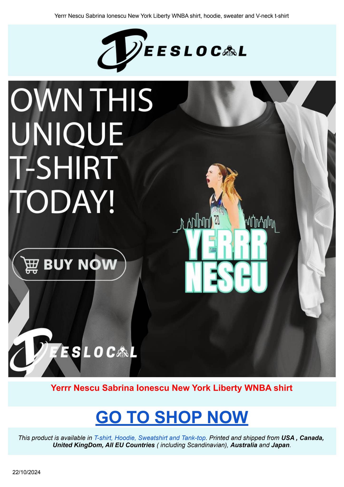 Yerrr Nescu Sabrina Ionescu New York Liberty WNBA shirt by Design AT ...