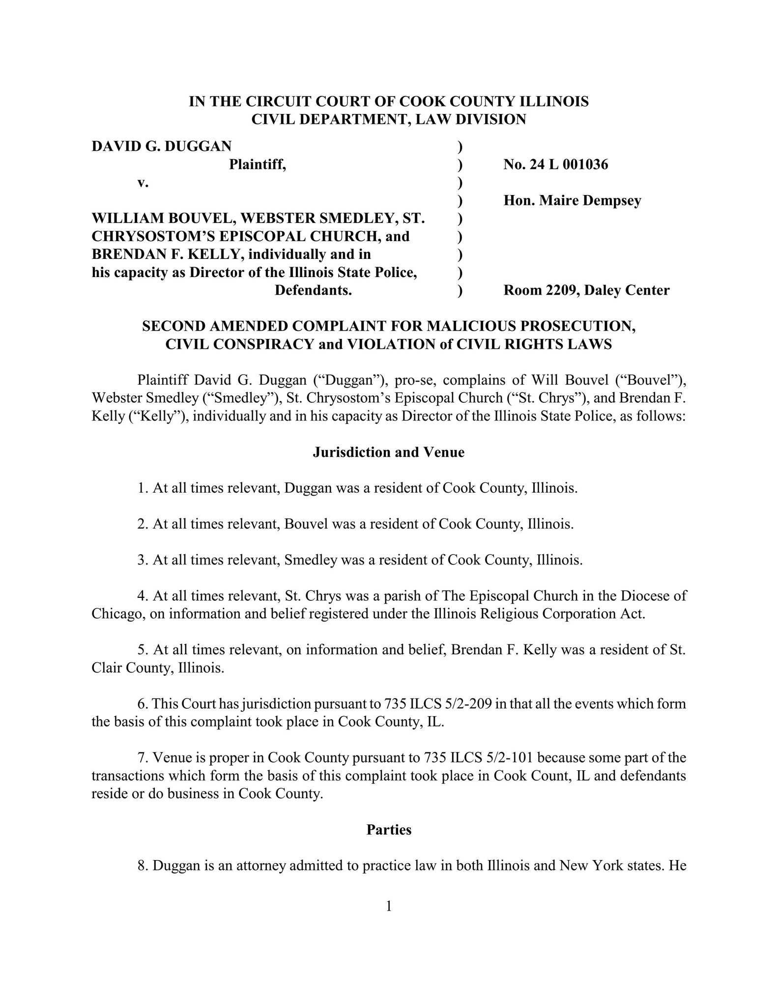 Complaint for Malicious Prosecution the Rev. Will bouvel by ...