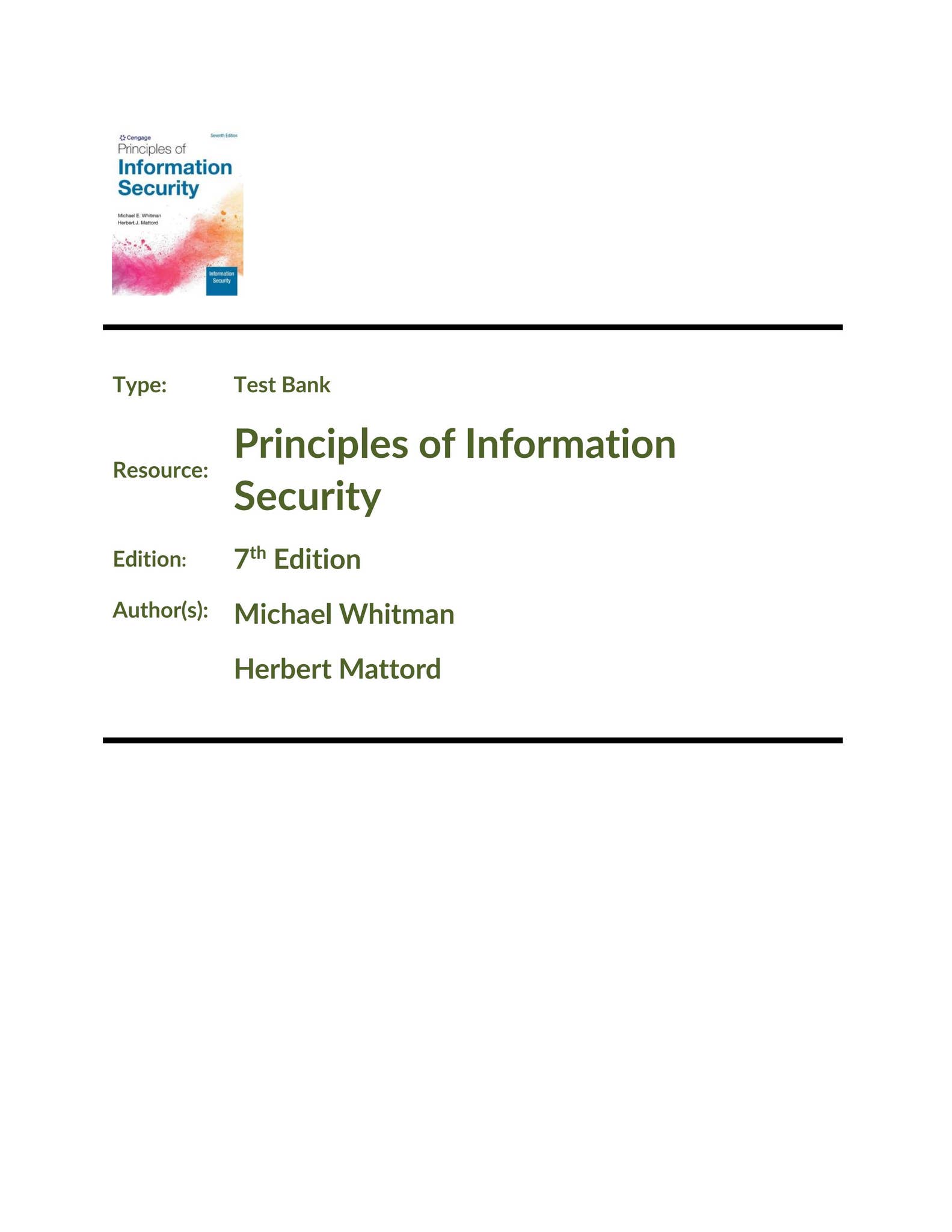 Test Bank for Principles of Information Security 7th Edition by ...
