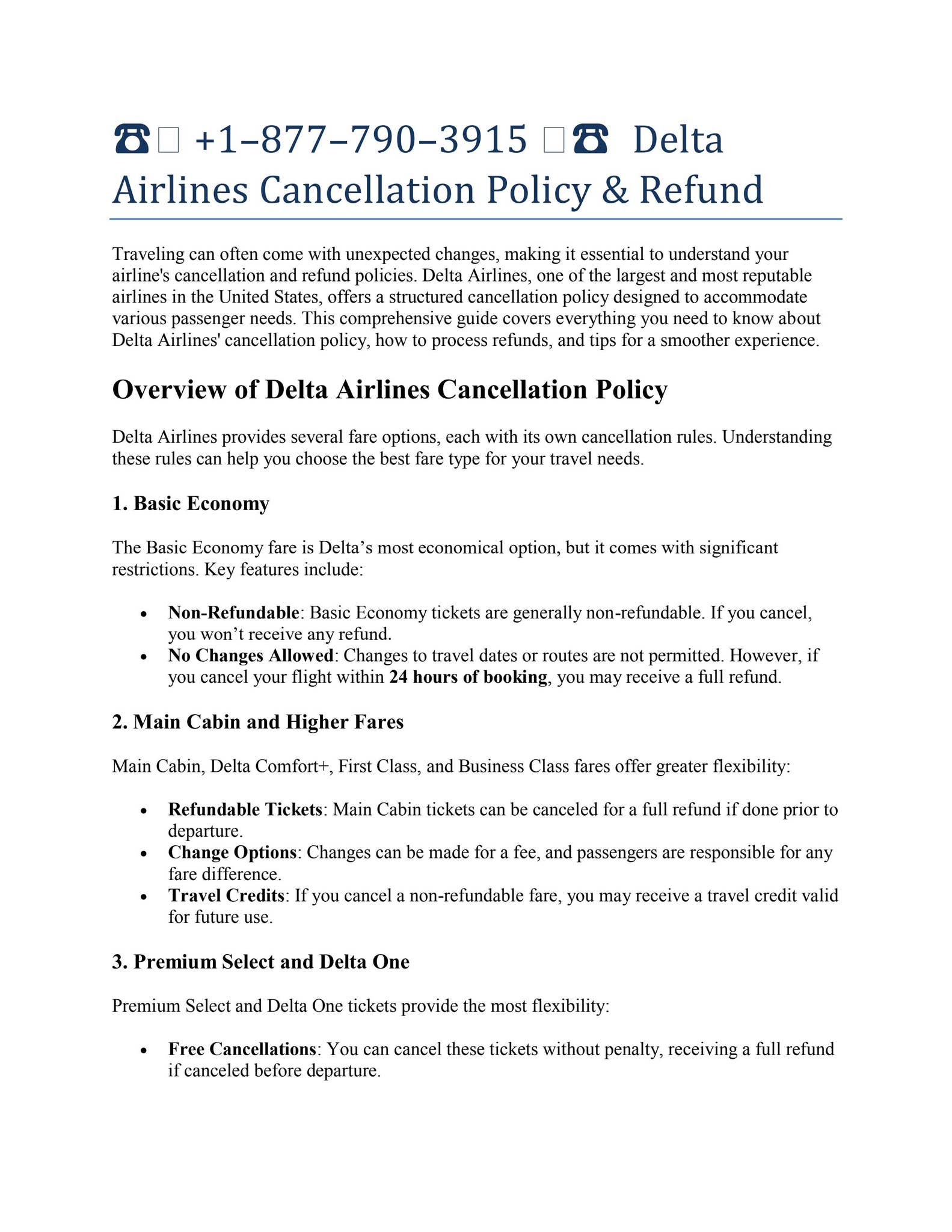 ☎️ +1–877–790–3915 ☎️ delta airlines cancellation policy & refund by ...