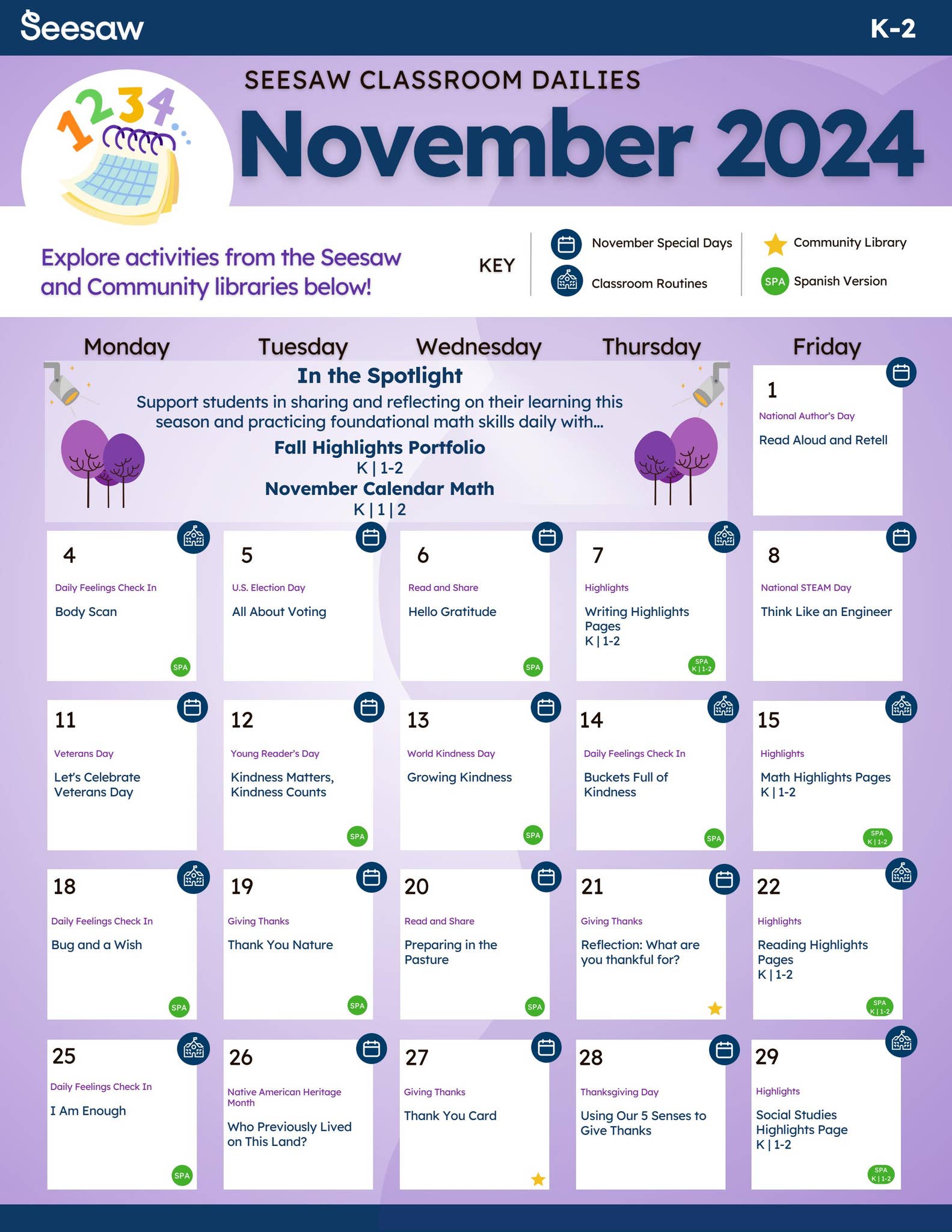 November 2024 Classroom Dailies K-2 by seesawlearning - Issuu