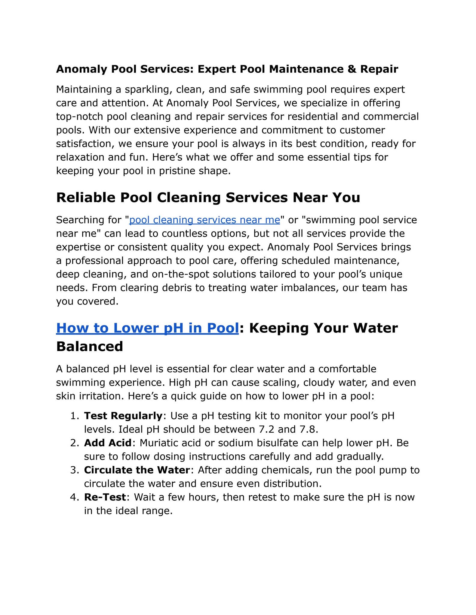 Anomaly Pool Services | Expert Pool Maintenance & Repair by ...