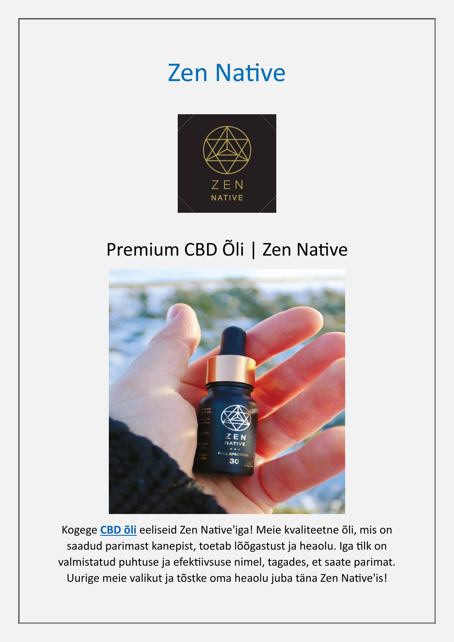Premium CBD Õli | Zen Native by Zen Native - Issuu