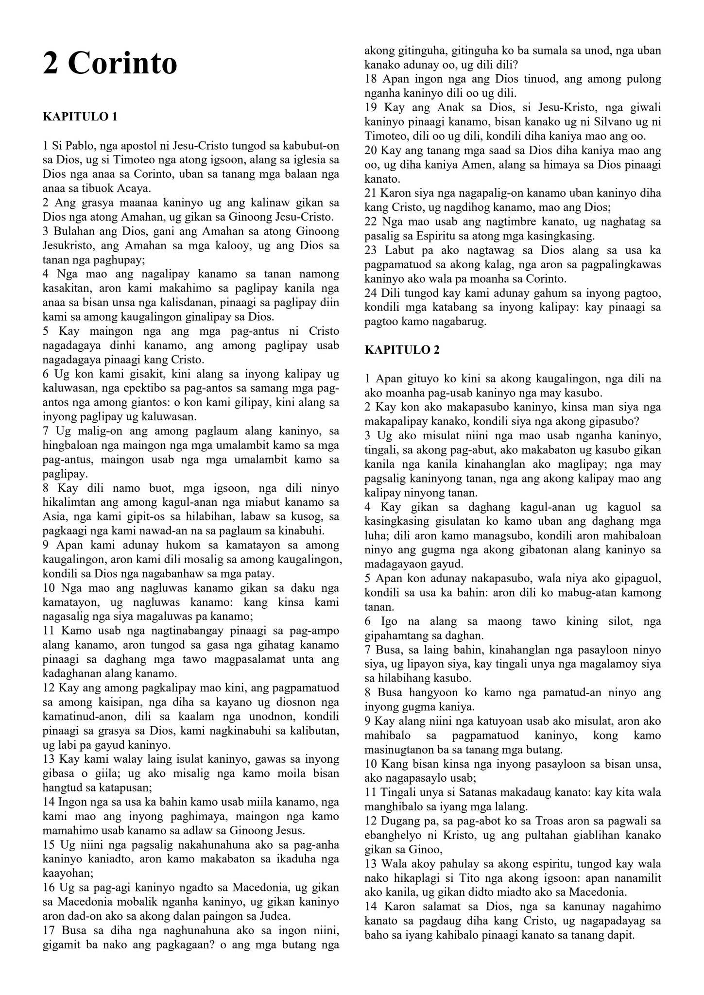 Cebuano - The Second Epistle to the Corinthians by Filipino Tracts and ...