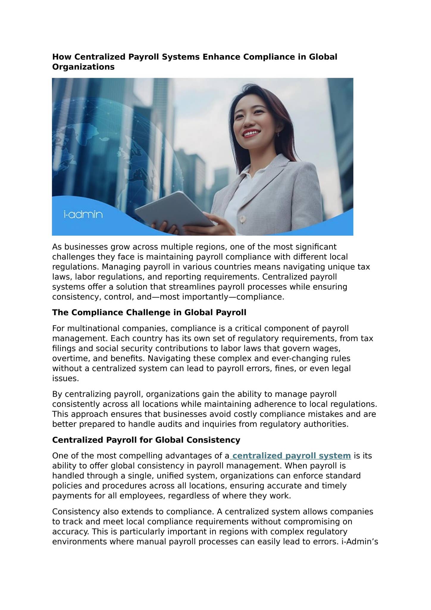 How Centralized Payroll Systems Enhance Compliance in Global ...