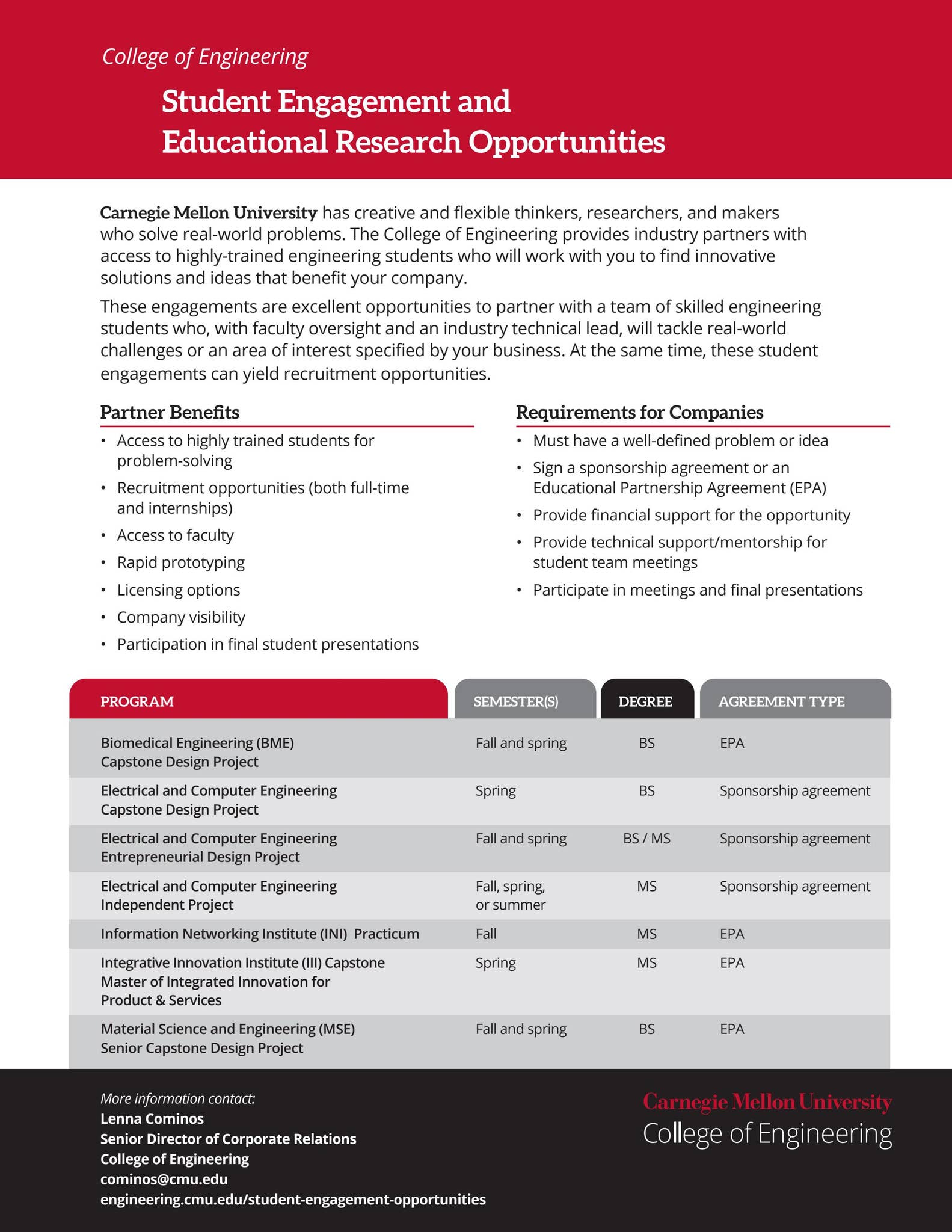 Student engagement and educational research opportunities by ...