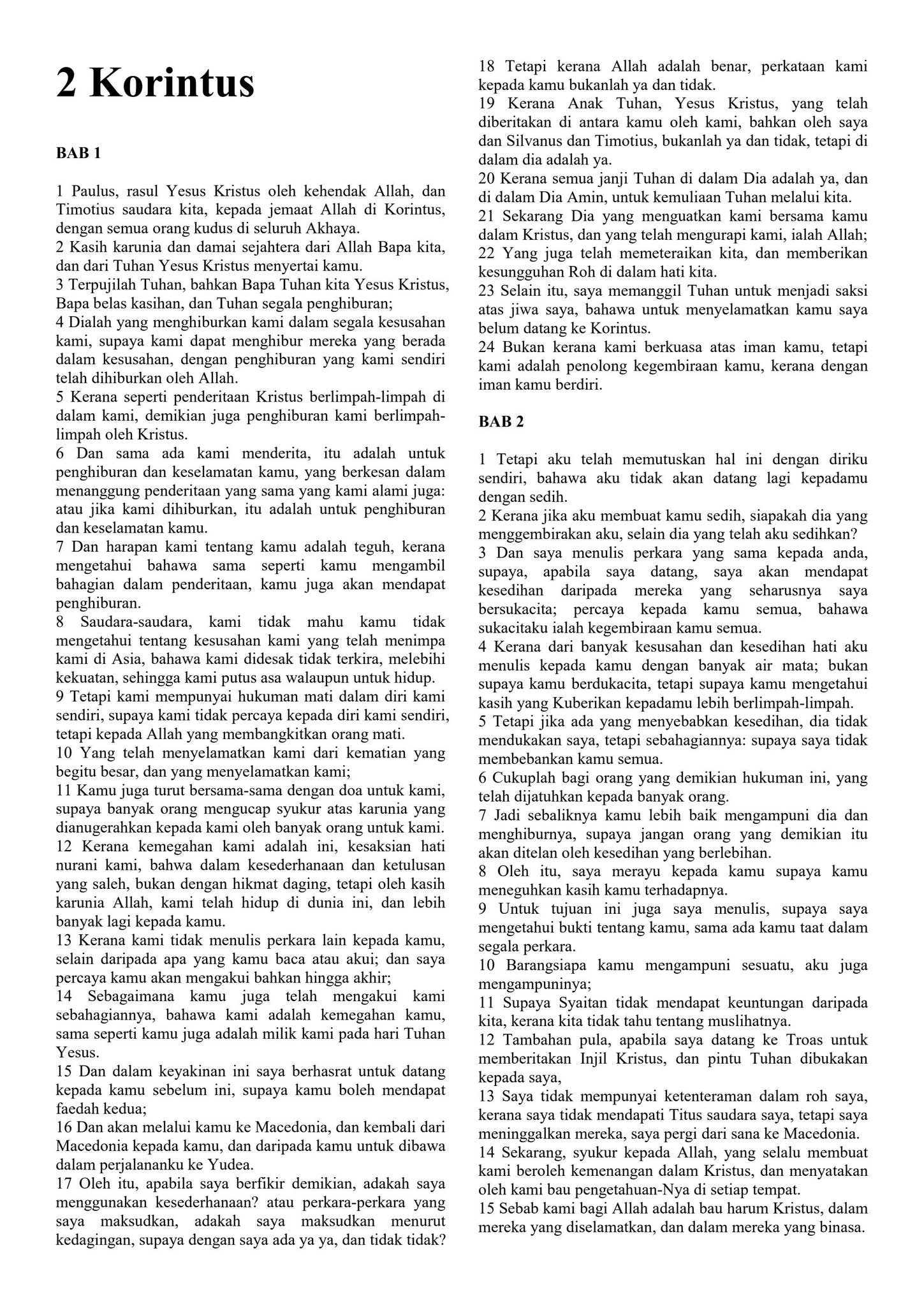 Malay - The Second Epistle to the Corinthians by Filipino Tracts and ...