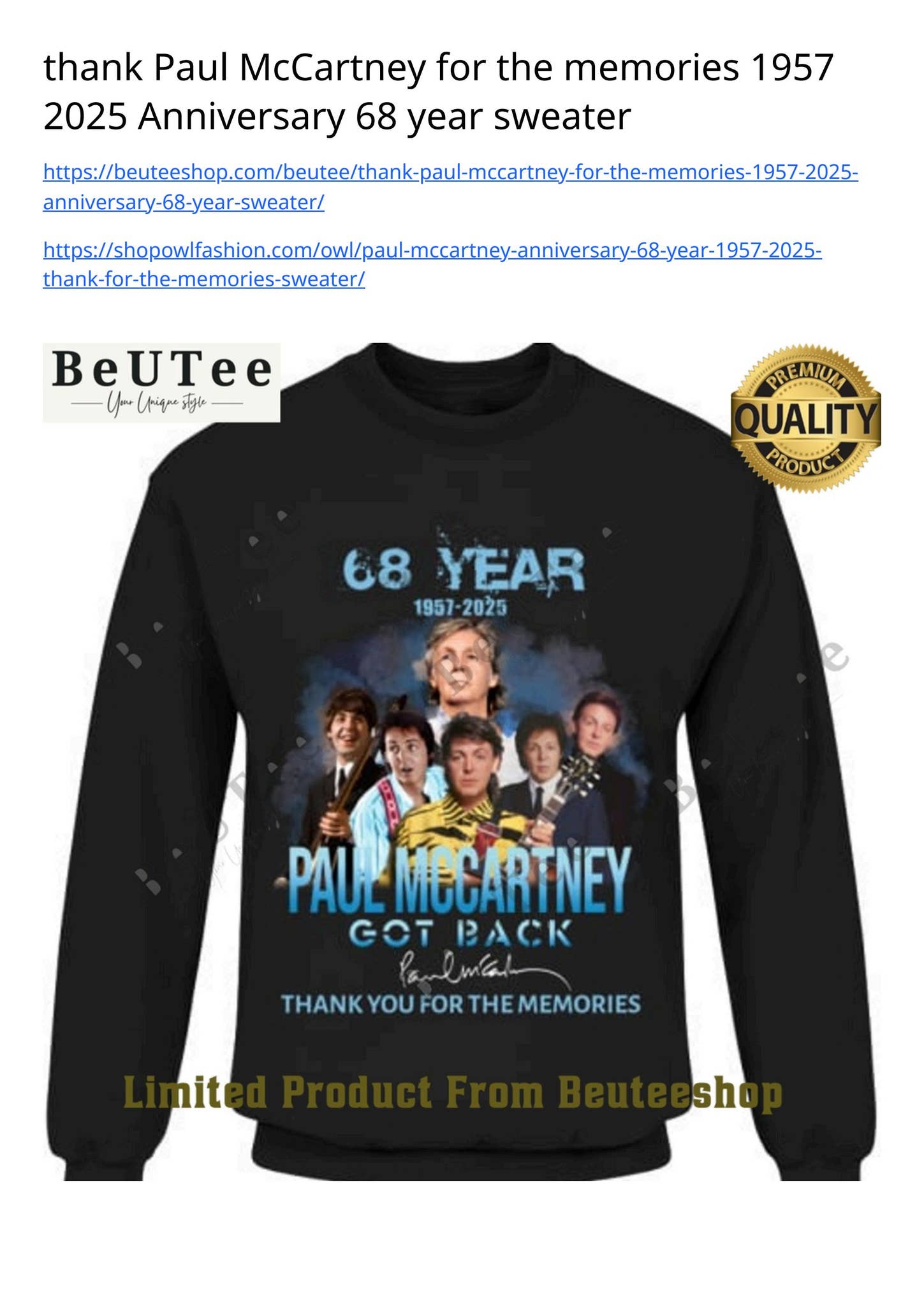 thank Paul McCartney for the memories 1957 2025 Anniversary 68 year ...