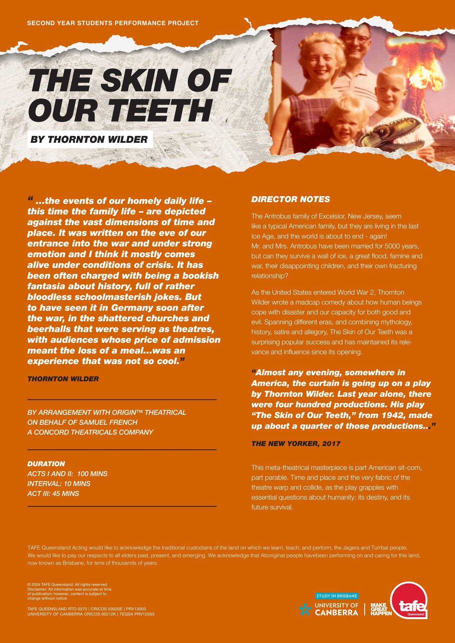 THE SKIN OF OUR TEETH PROGRAM by TAFE Queensland - Issuu