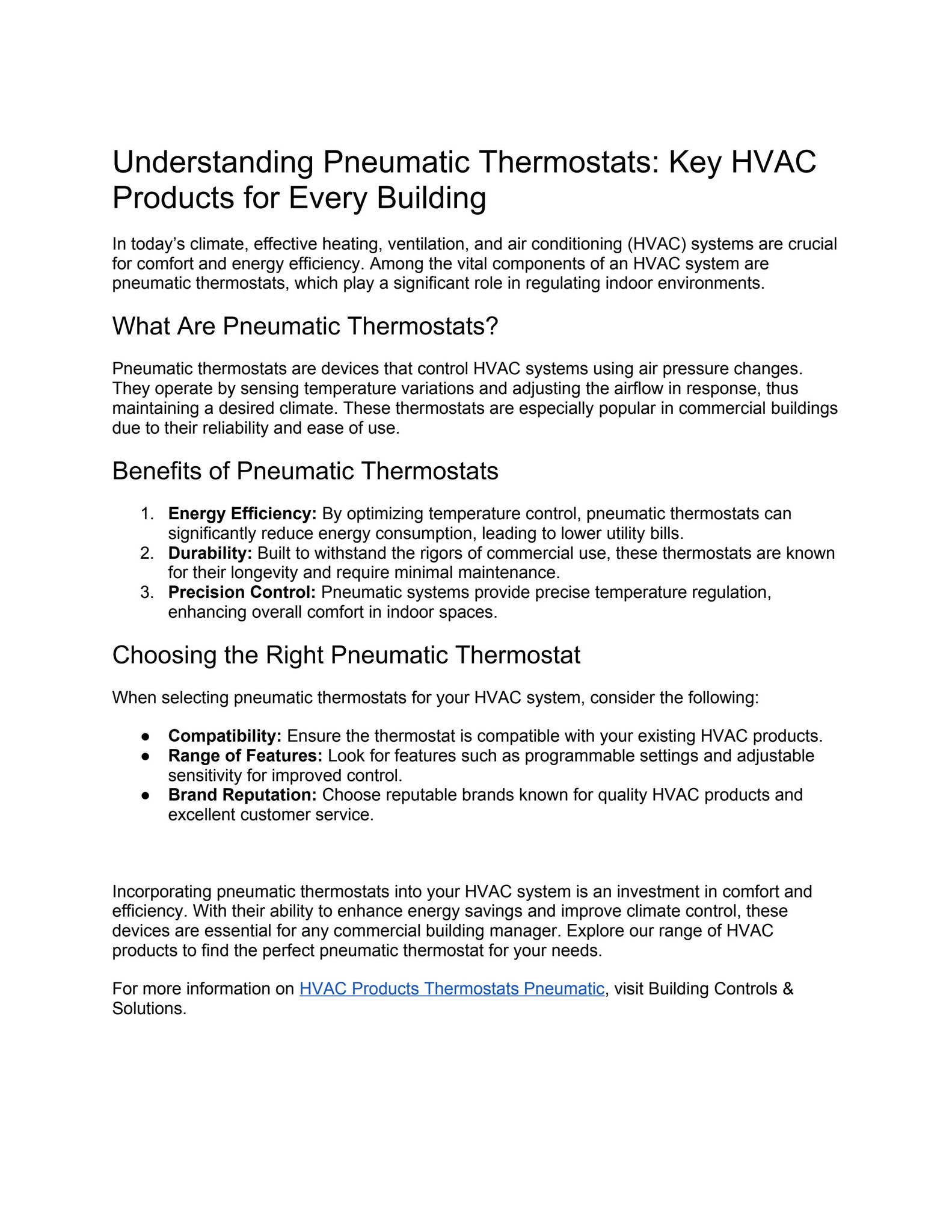 Understanding Pneumatic Thermostats: Key HVAC Products for Every ...