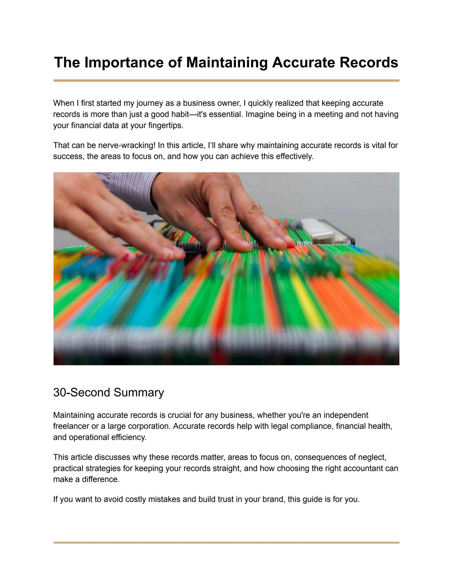 The Importance of Maintaining Accurate Records by Dean Cooper - Issuu